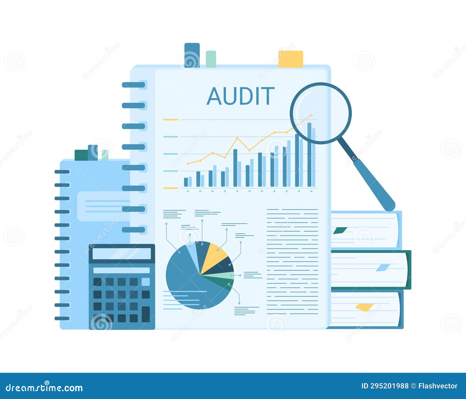 Business Report Analysis and Audit, Many Paper Documents in Folders ...