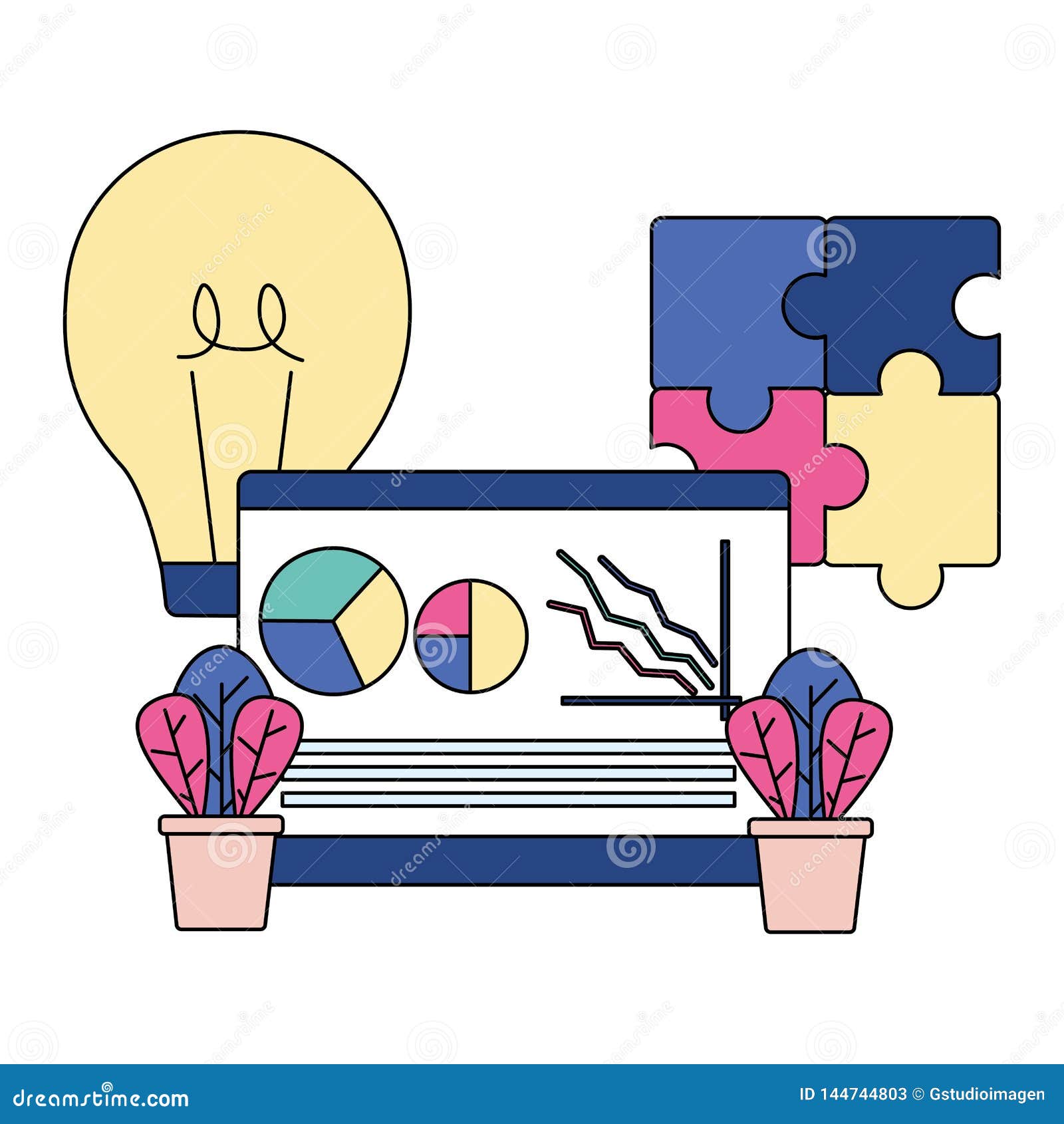 Business Report Bulb Puzzles Stock Vector - Illustration of element ...