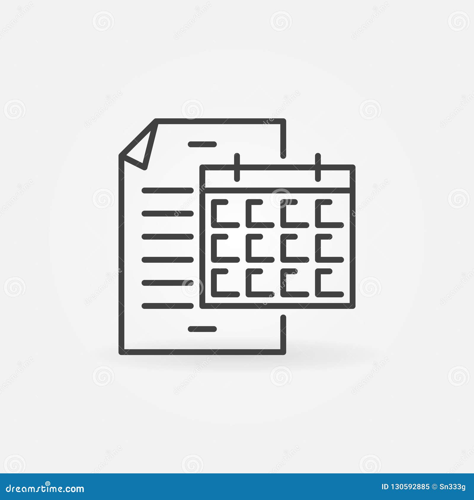 Business Report with Calendar Vector Icon in Thin Line Style Stock ...