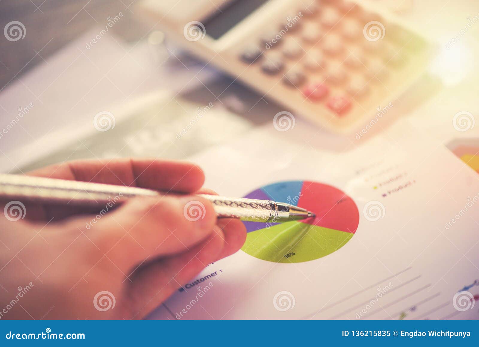 Business Report Chart Preparing Graphs Calculator Concept Summary ...