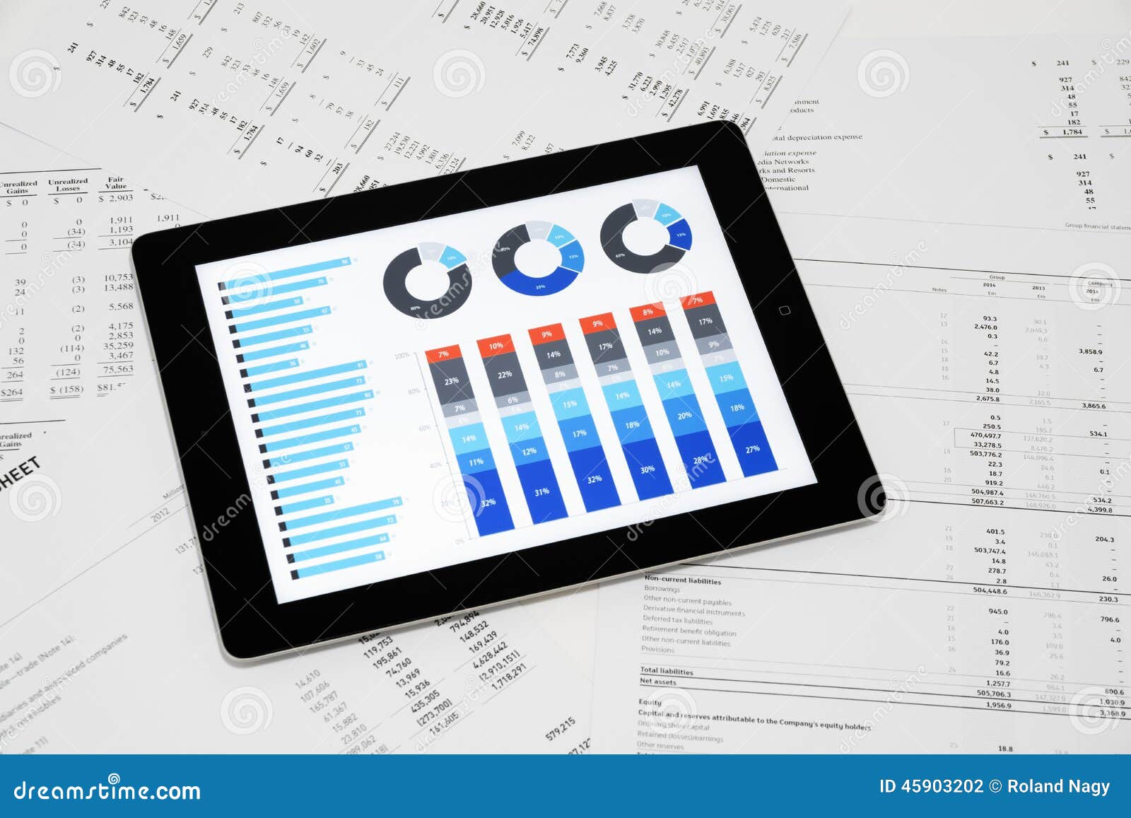 Business Report on Digital Tablet Stock Photo - Image of information ...