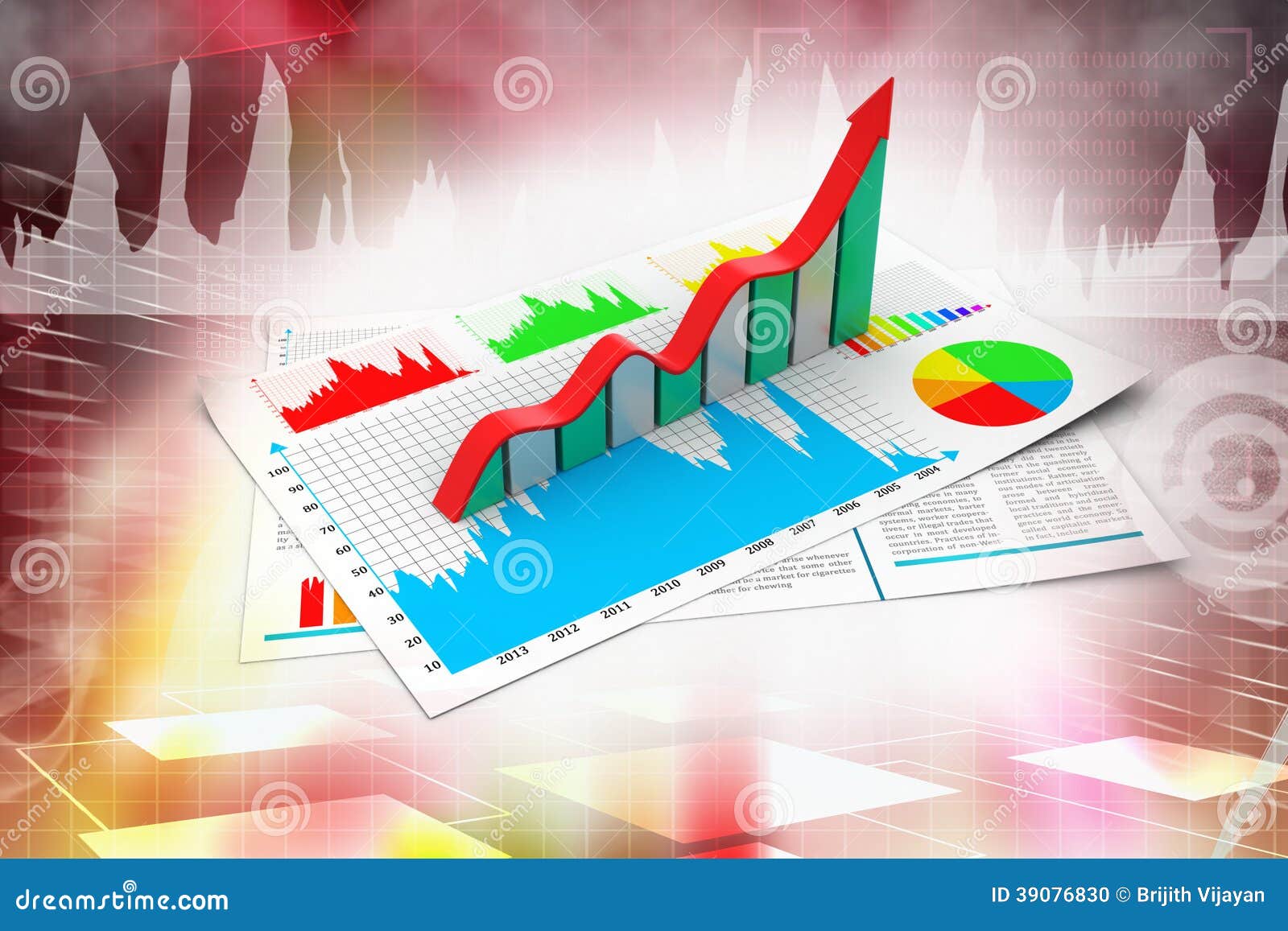 Business Report and Growth Graph Stock Illustration - Illustration of ...