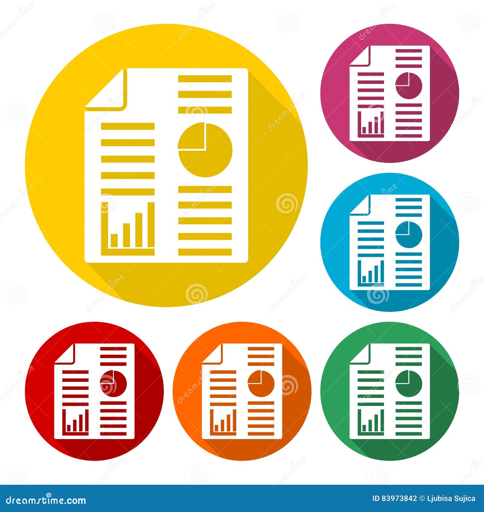 Business Report Icons Set with Long Shadow Stock Illustration ...