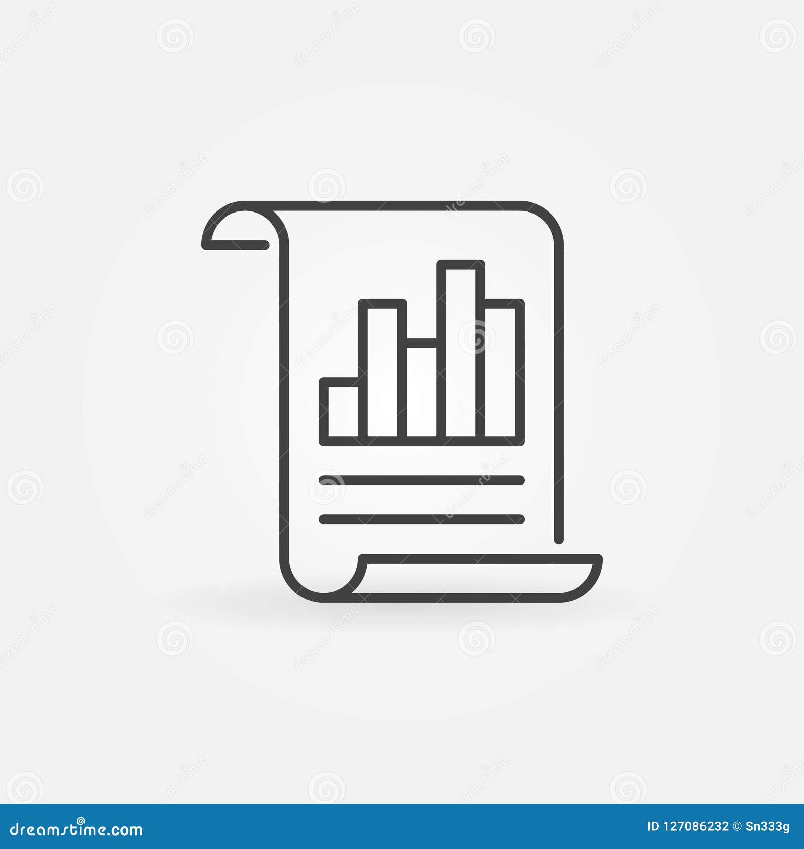 Business Report Line Vector Icon. Document with Chart Sign Stock Vector ...