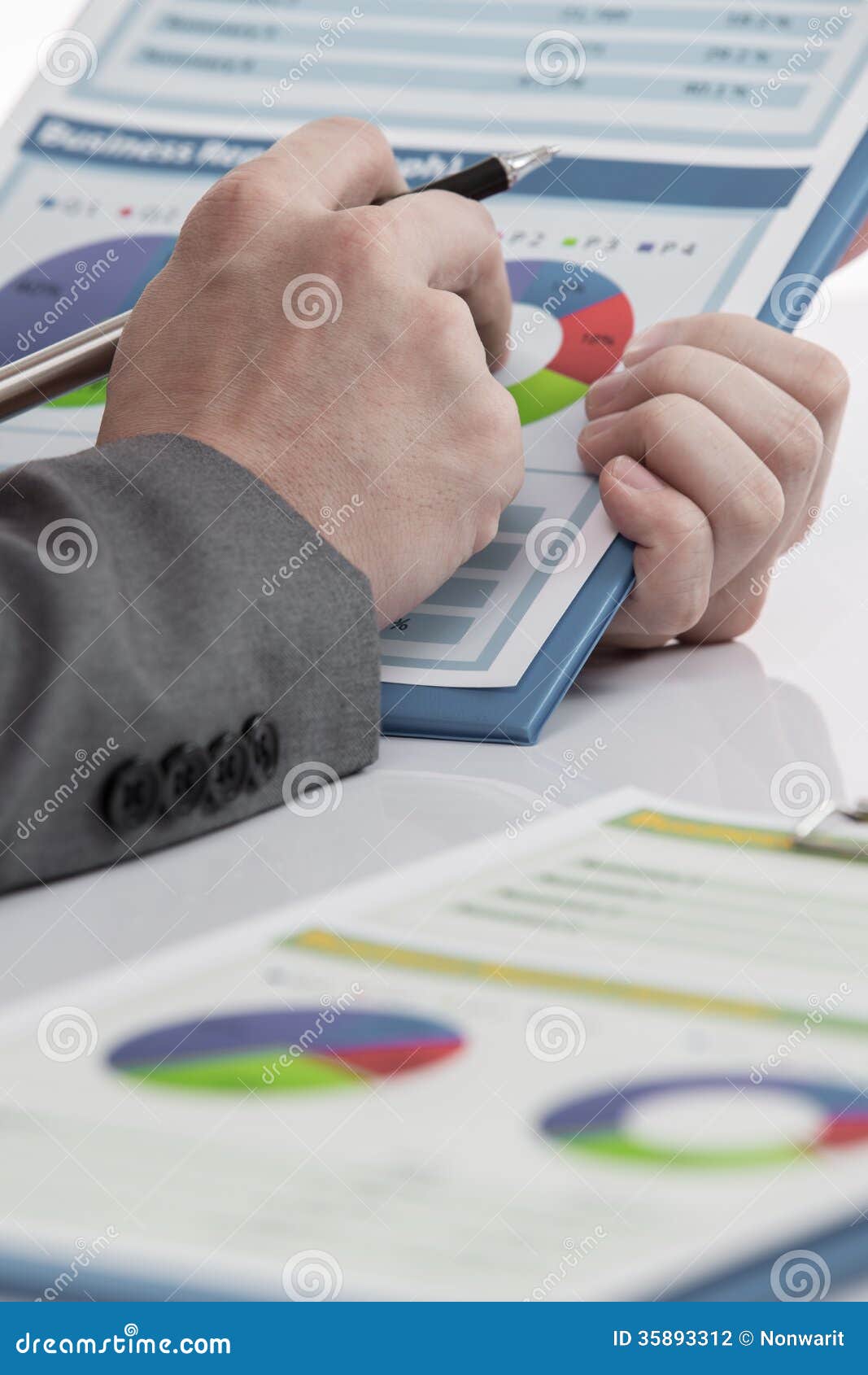 Business Report and Man Hand Stock Photo - Image of graphs, bookkeeper ...