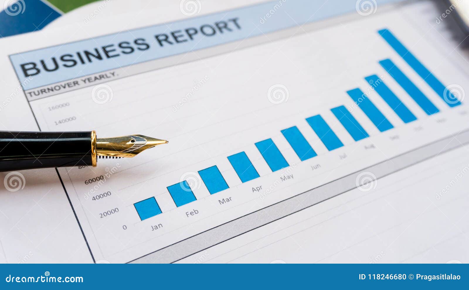 Business Report with Pen Statement with Graph and Data Analysis Stock ...