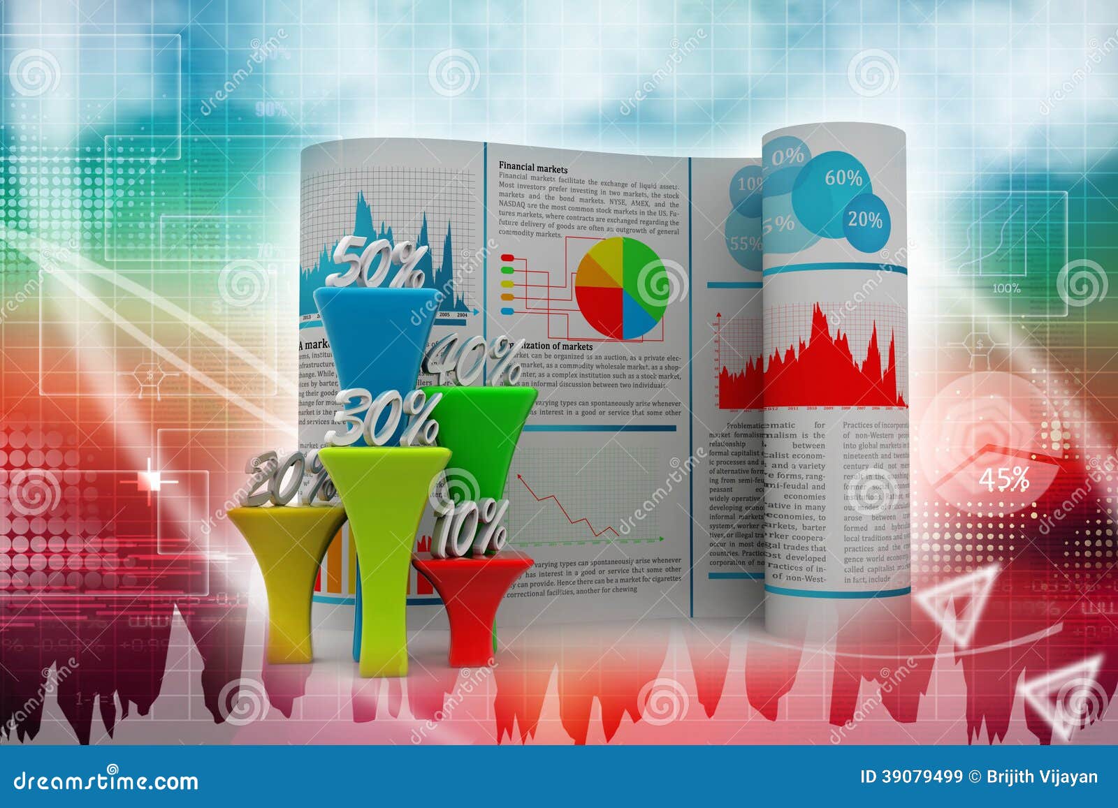 Business Report with Percentage Graph Stock Illustration - Illustration ...