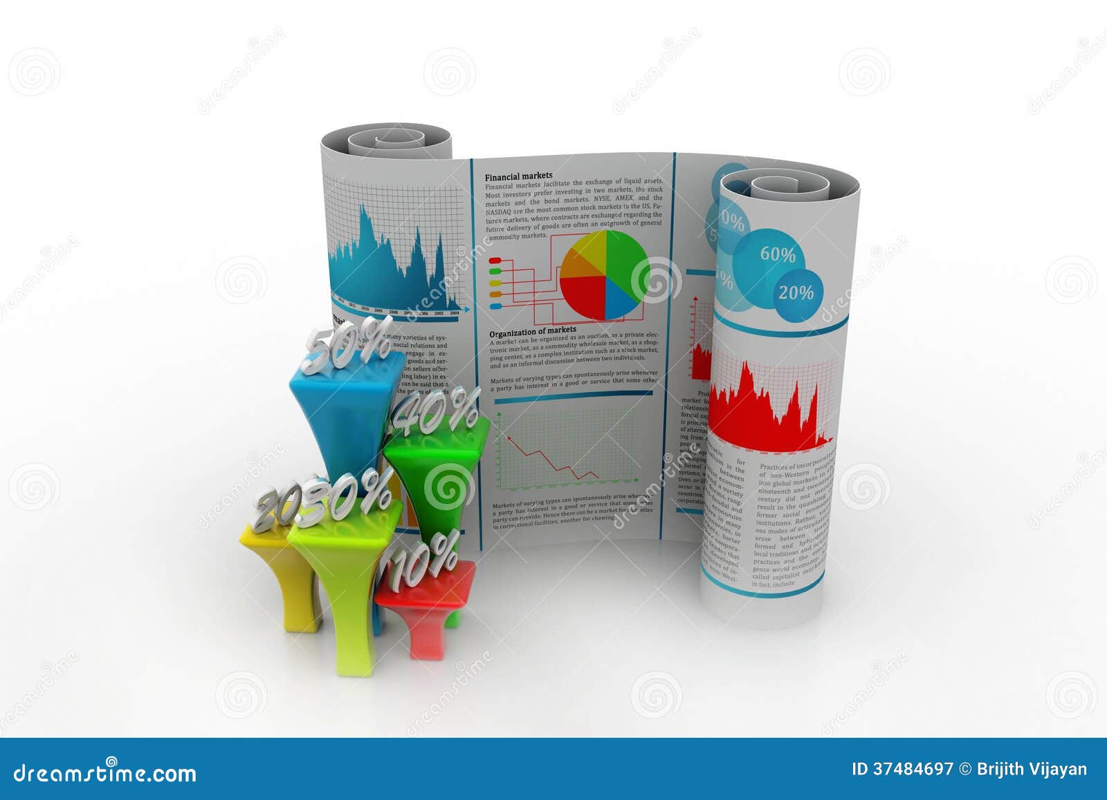 Business Report with Percentage Graph Stock Illustration - Illustration ...