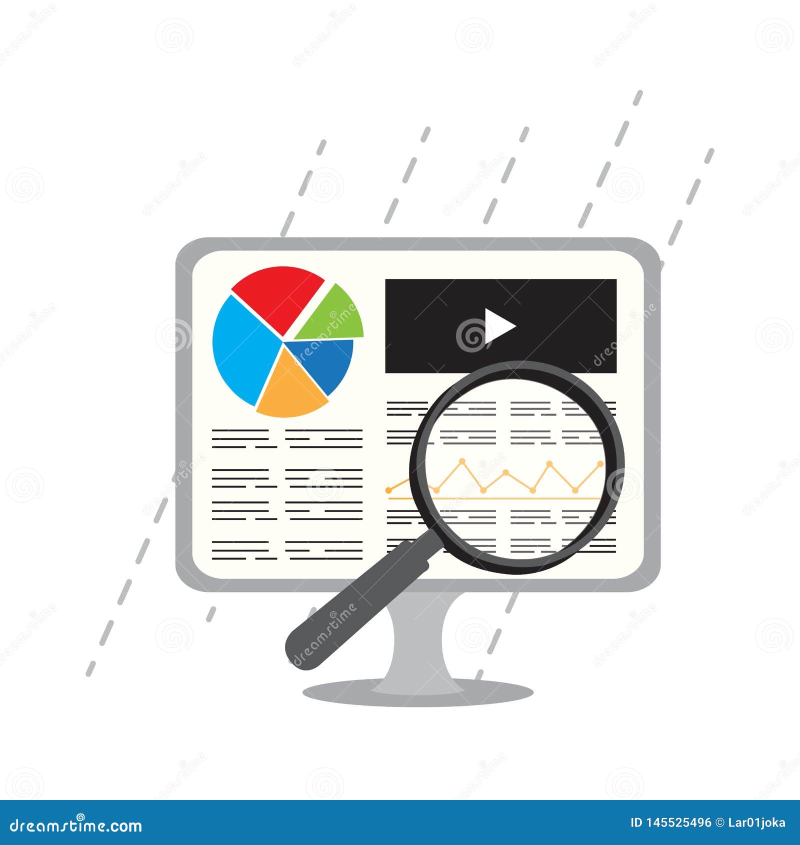 Business Report in a Screen Stock Vector - Illustration of flat ...