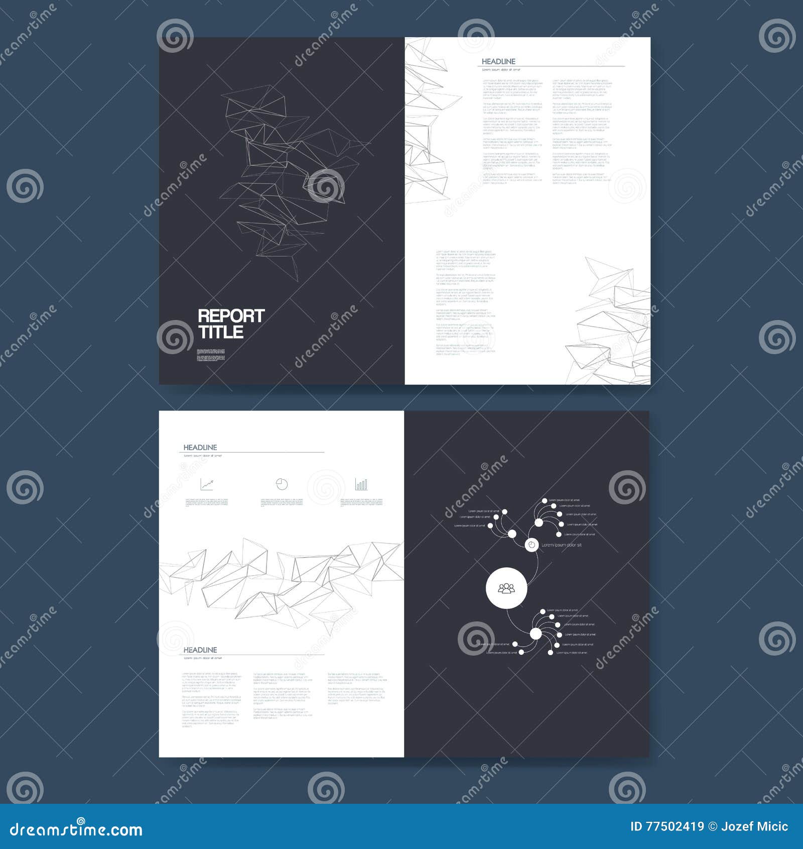 Business Report Template with Infographics Elements for Company ...