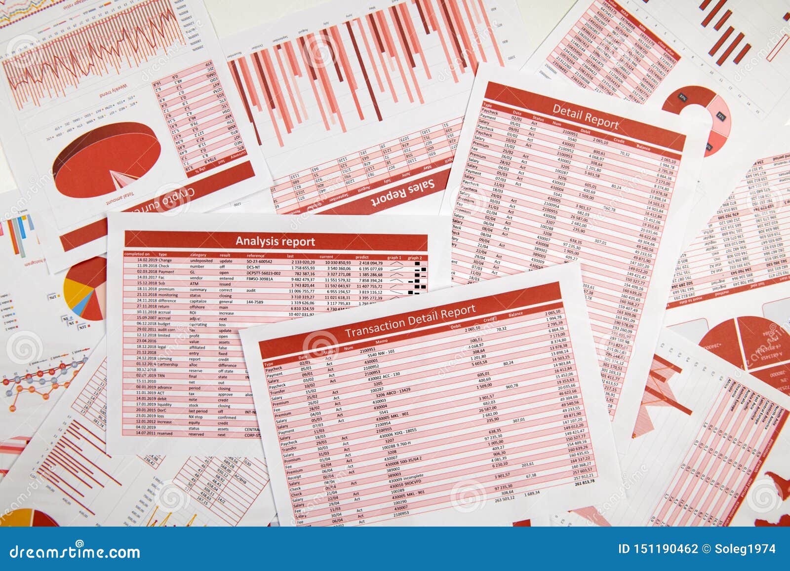 Business Reports, Data Tables and Charts - Directly Above View of ...