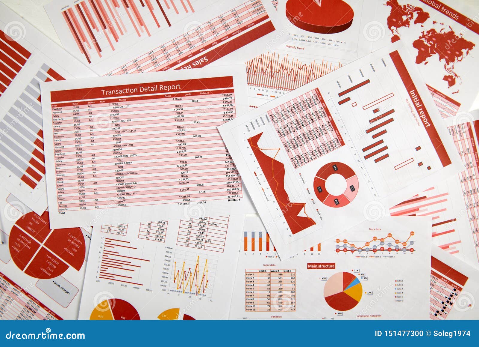 Business Reports, Data Tables and Charts - Directly Above View of ...