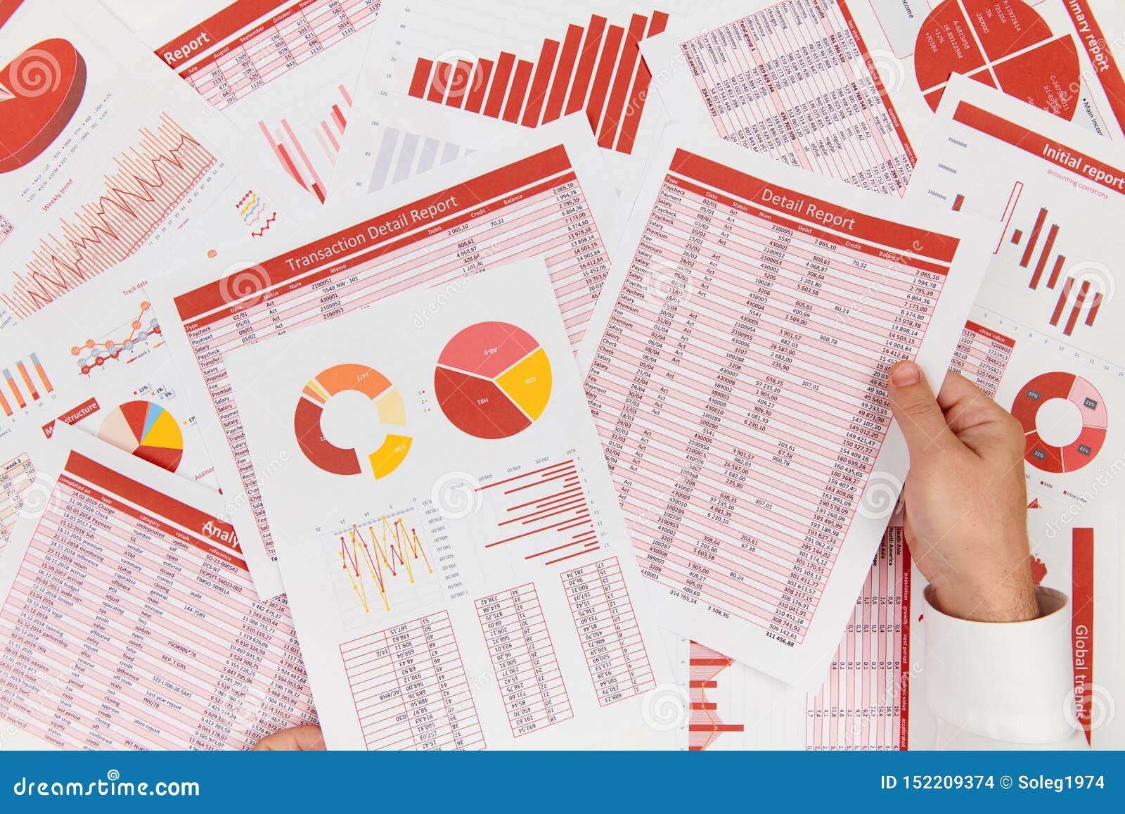 Business Reports, Data Tables and Charts - Directly Above View of ...