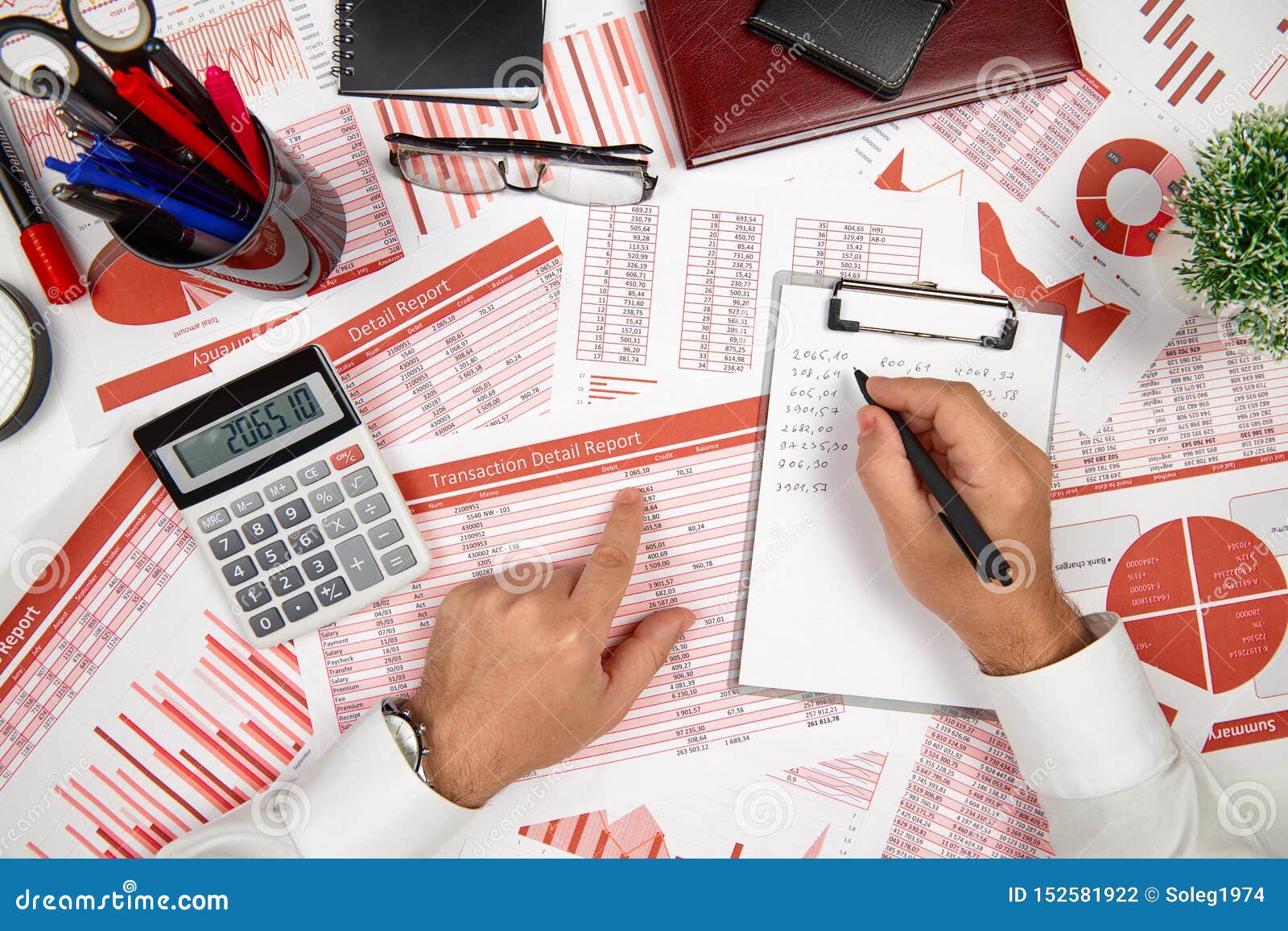 Business Reports, Data Tables and Charts - Directly Above View of ...