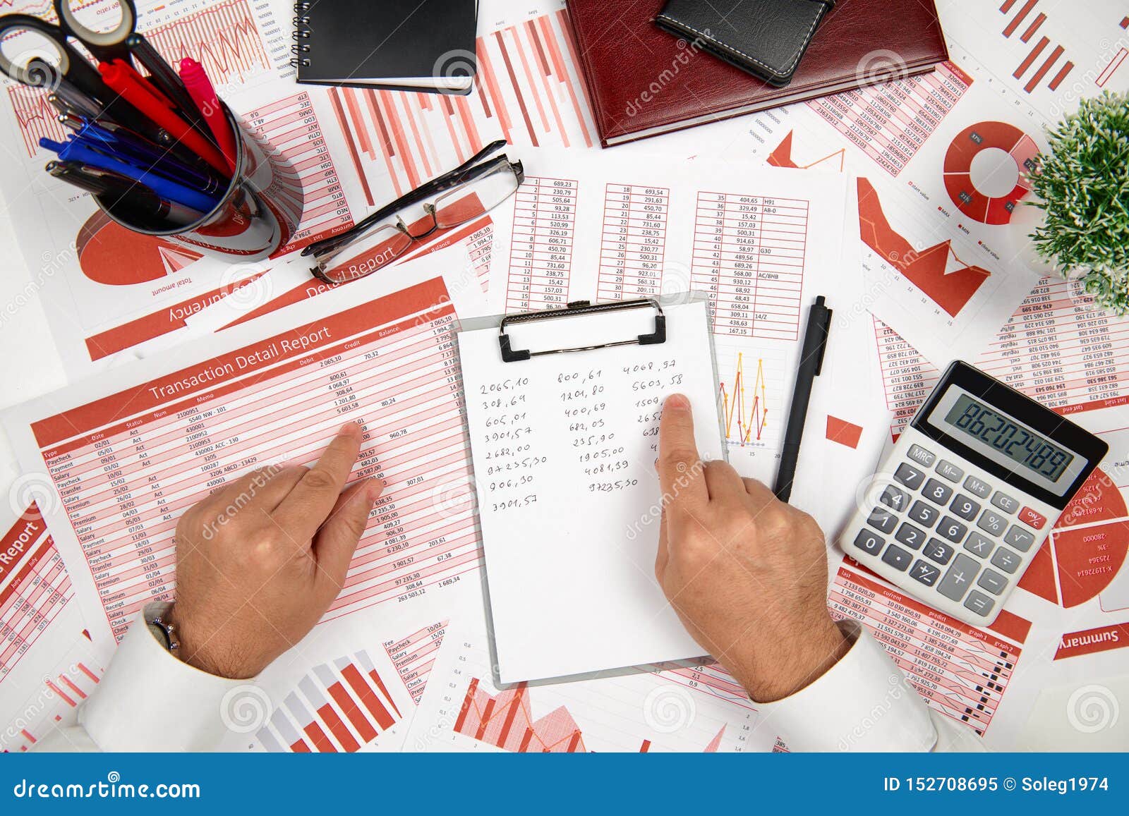 Business Reports, Data Tables and Charts - Directly Above View of ...