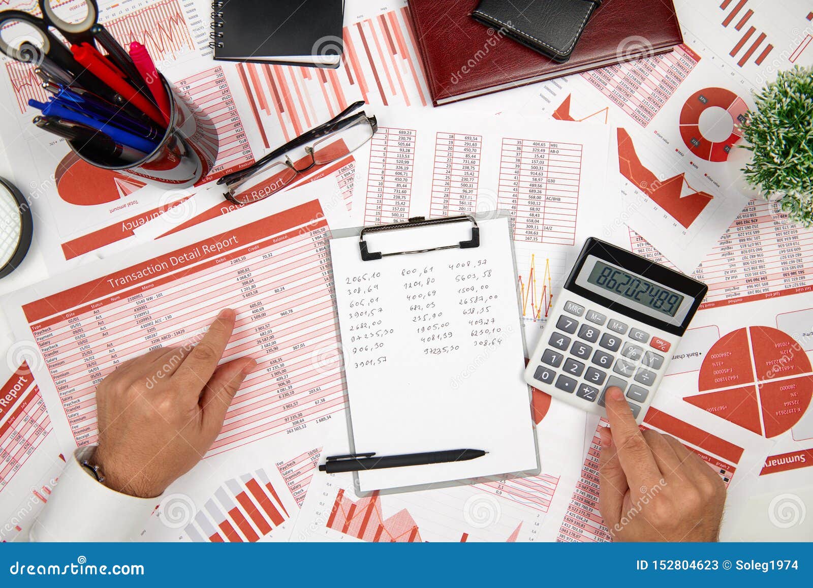 Business Reports, Data Tables and Charts - Directly Above View of ...