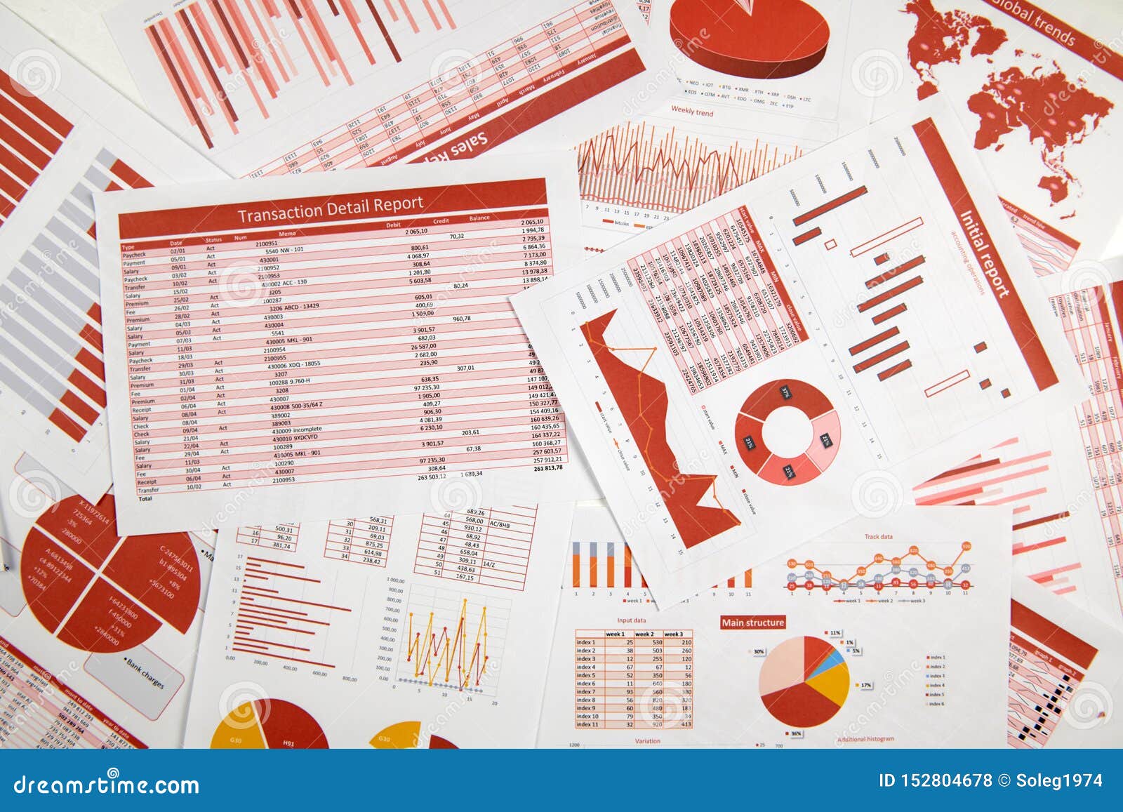 Business Reports, Data Tables and Charts - Directly Above View of ...