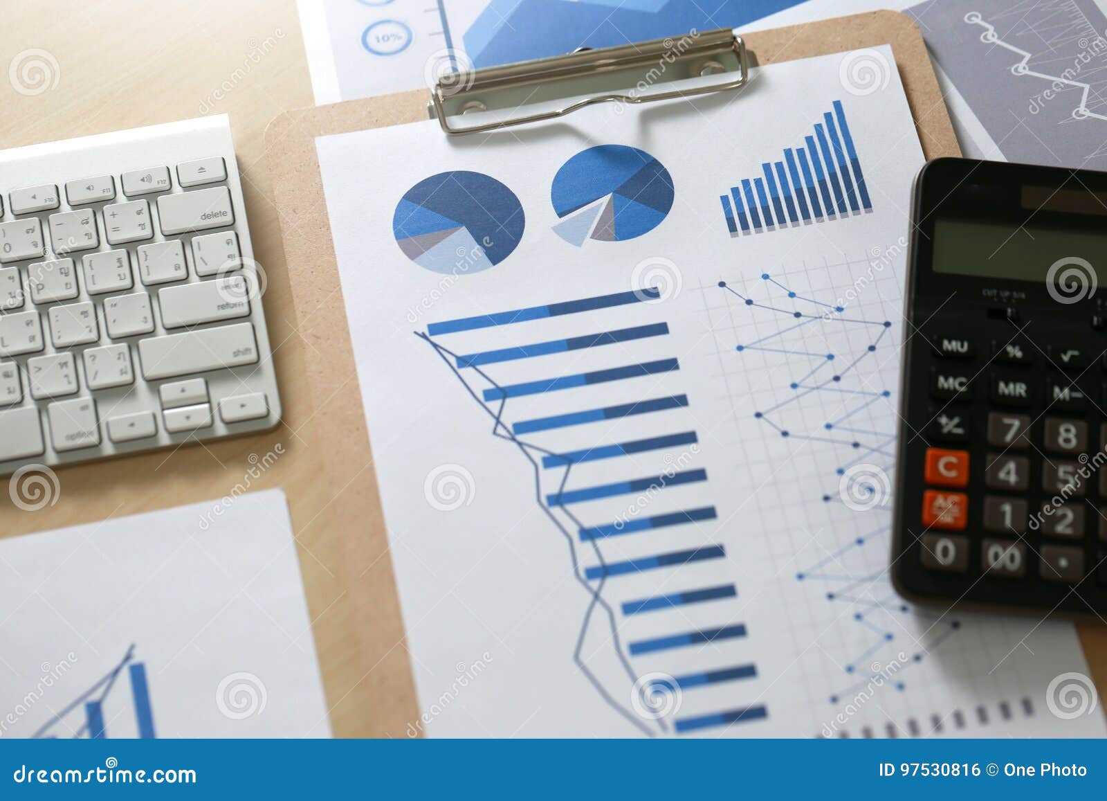 Business Reports Teamwork on Table Report of Documents Blue Gr Stock ...