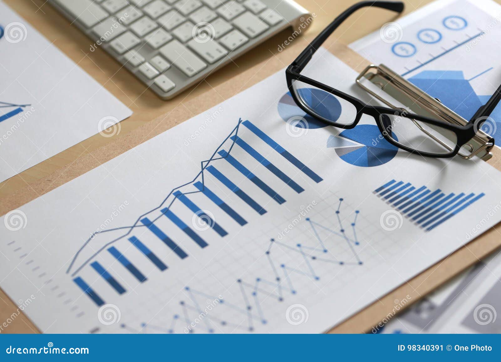 Business Reports Teamwork on Table Report of Documents Blue Gr Stock ...