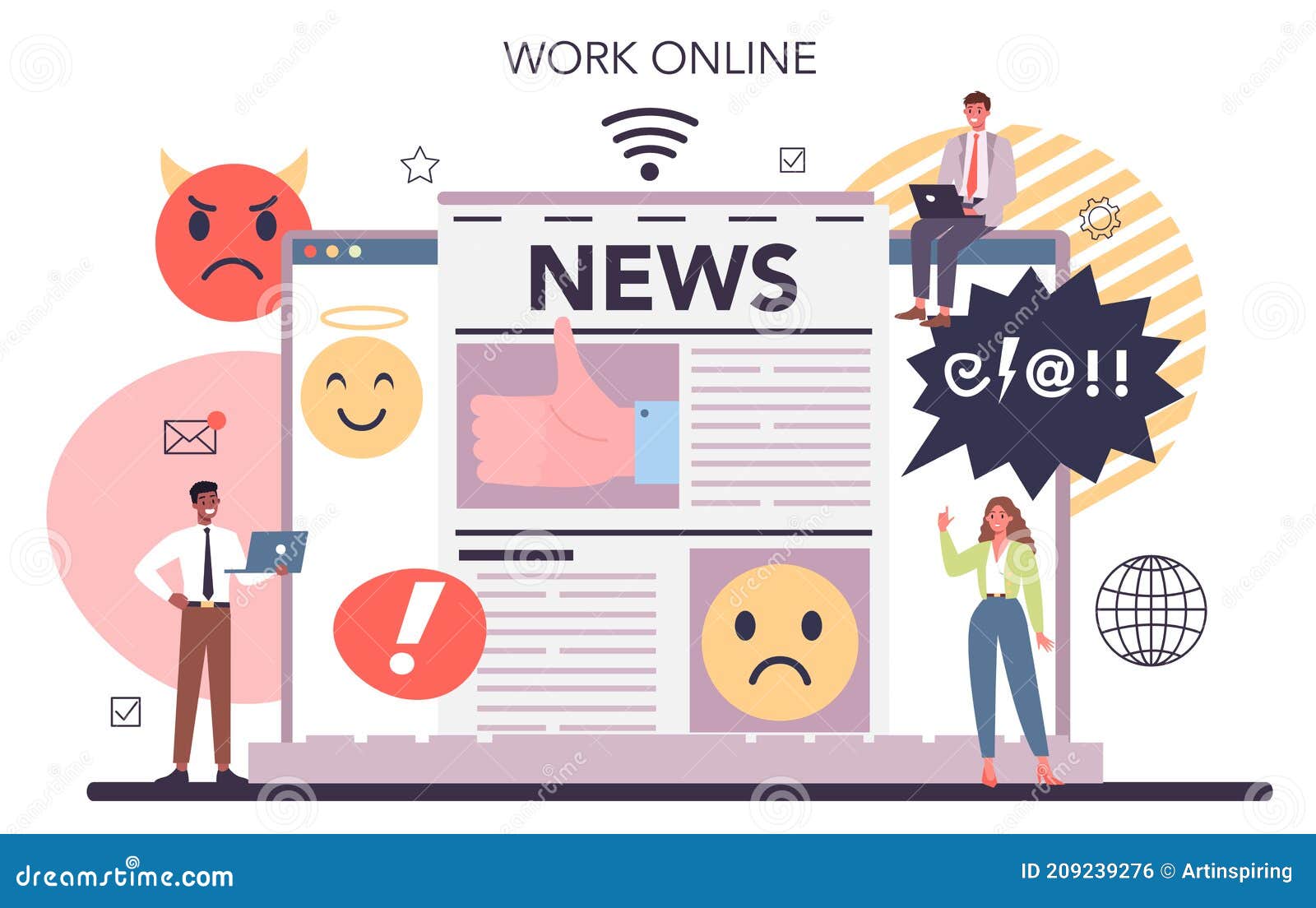 Business Reputation Concept. Building Relationship With People Cartoon ...