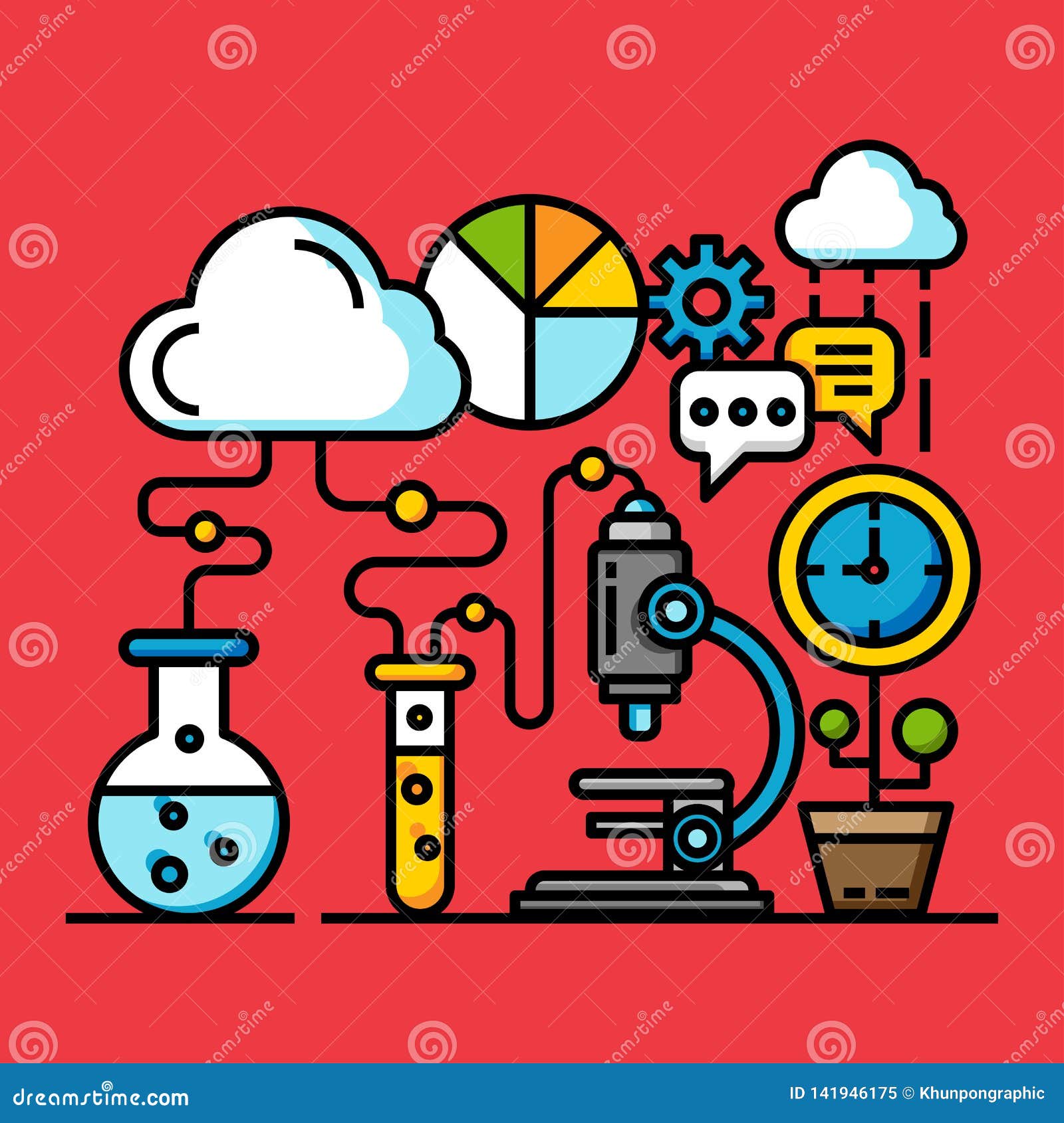 Business Research Marketing Concept. Science Communication Microscope ...