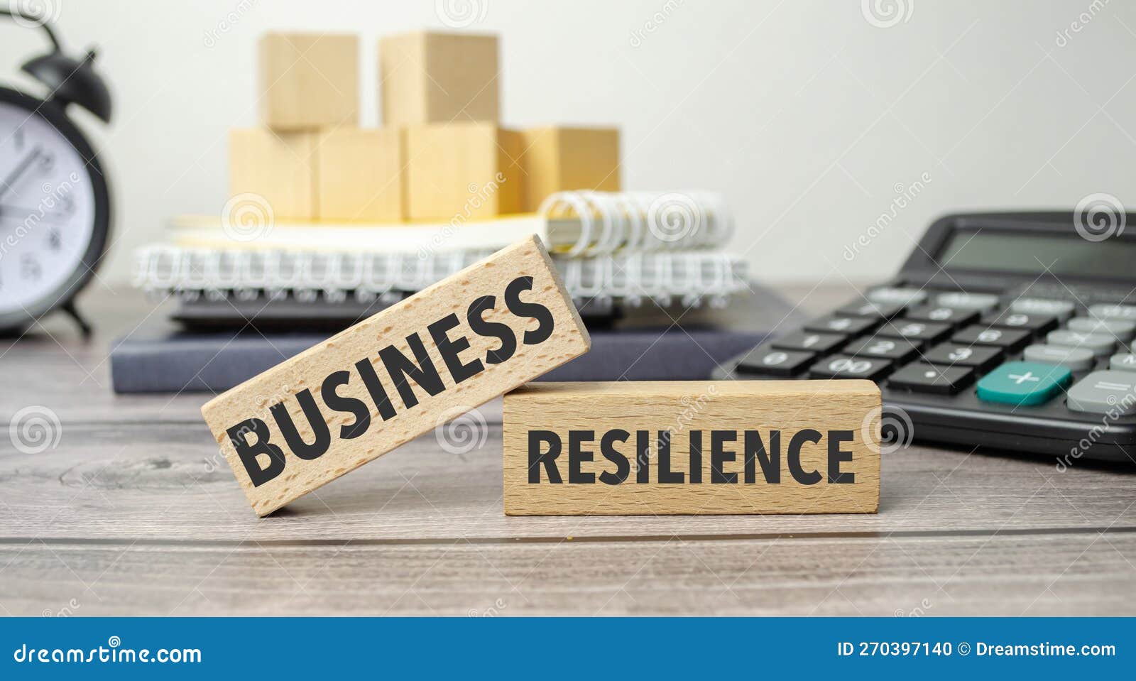Business Resilience on the Work Table and Alarm Clock Stock Photo ...