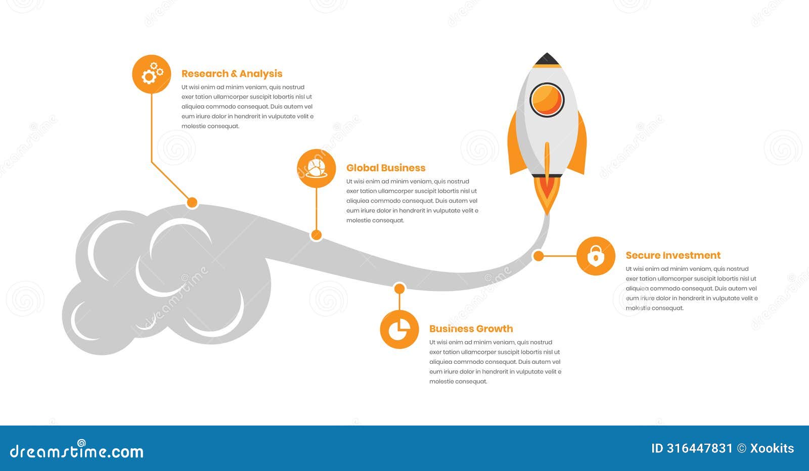 Business Roadmap Minimalistic Infographic Template with Flat Rocket Illustration Stock Vector ...