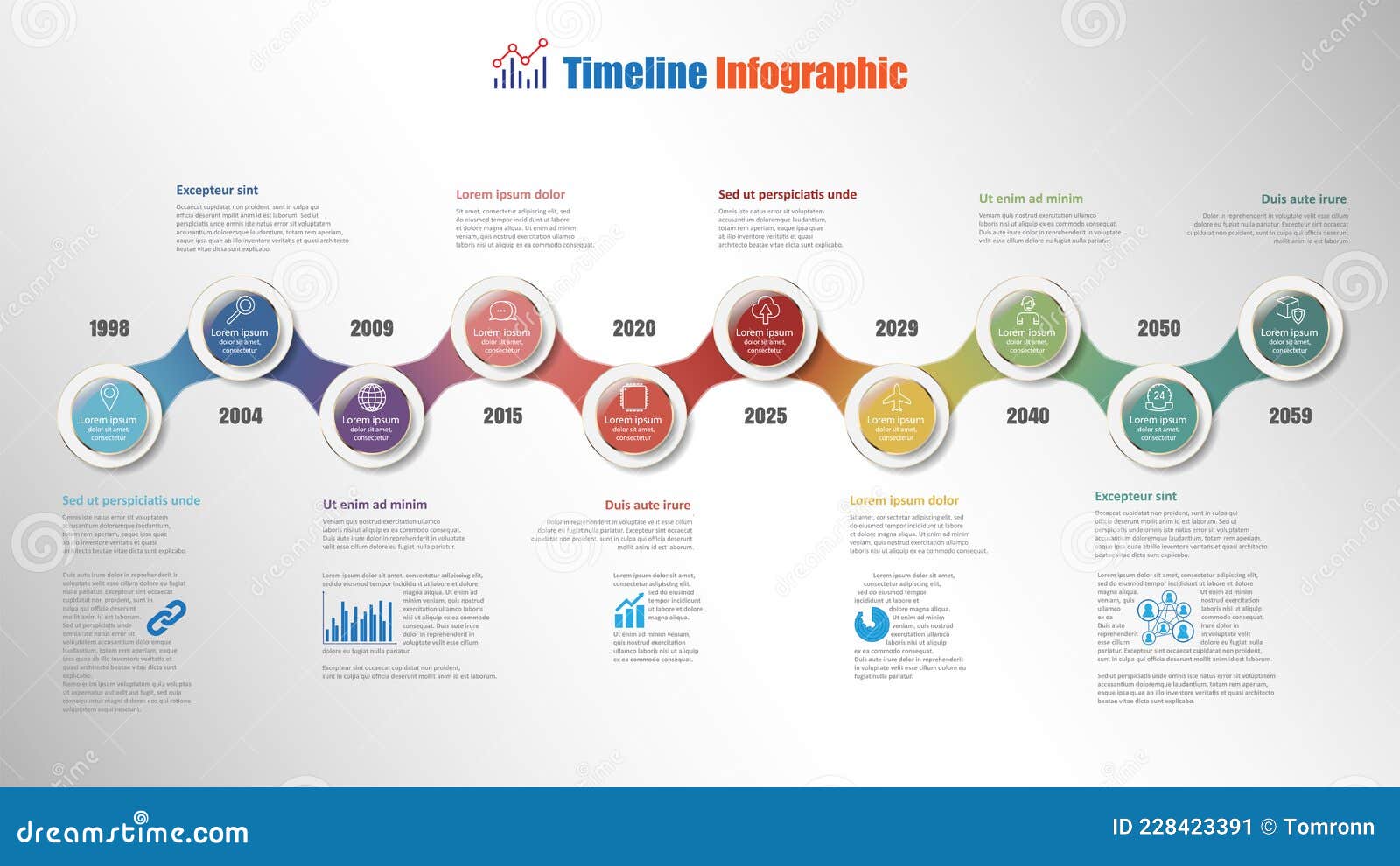 Business Roadmap Timeline Infographic with 10 Steps Circle, Vector ...
