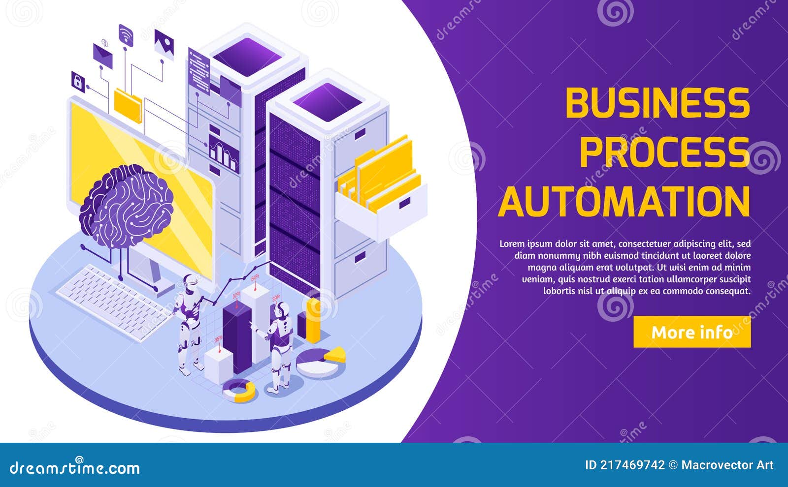 Business Robotization Horizontal Banner Stock Vector - Illustration of ...