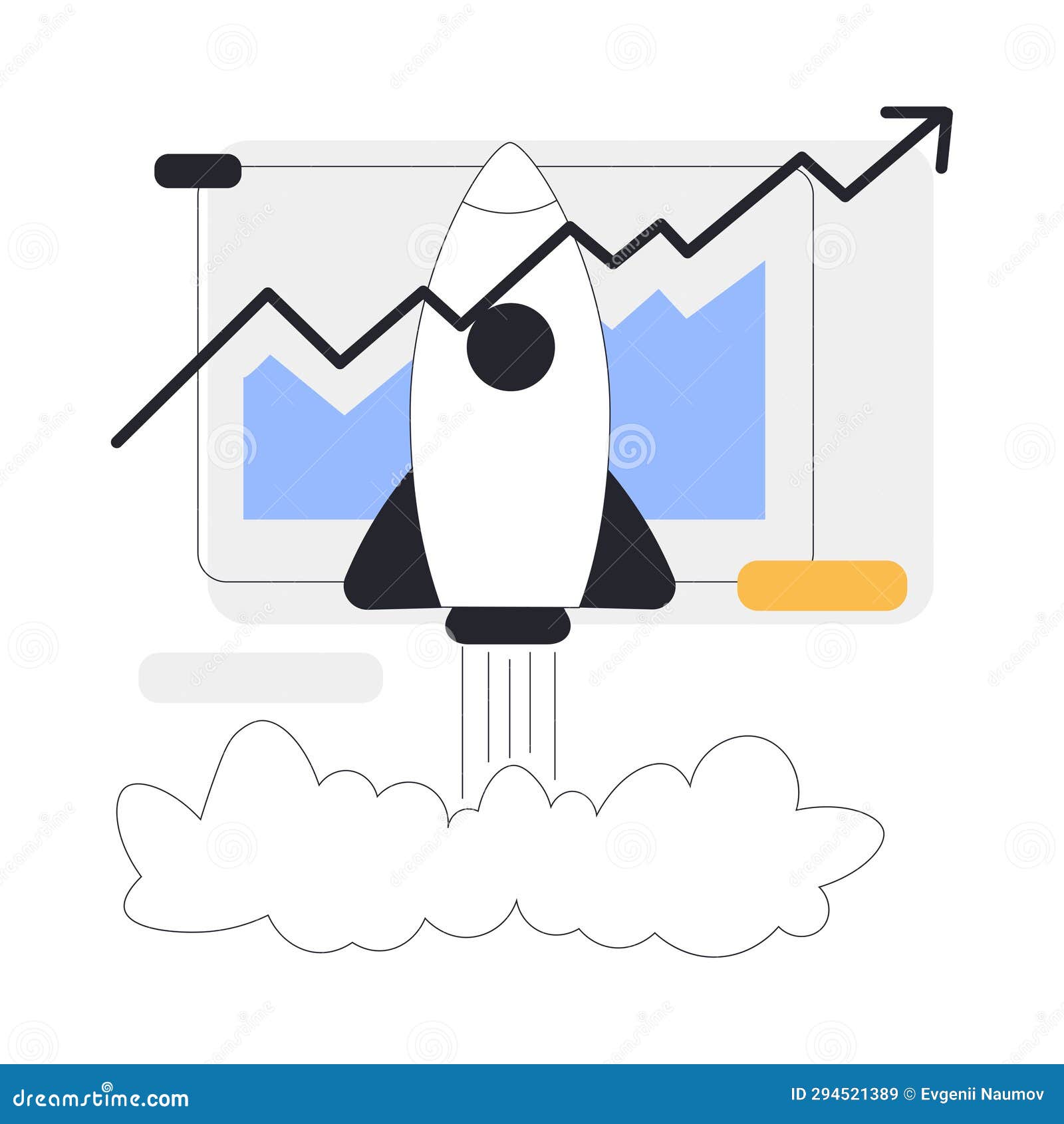 Business with Rocket Launch and Graph Income Growth Vector Illustration ...