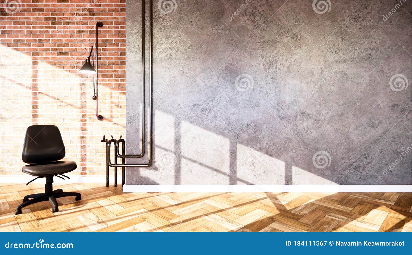 Business Room Empty Loft Style with White Brick and Concrete Wall ...