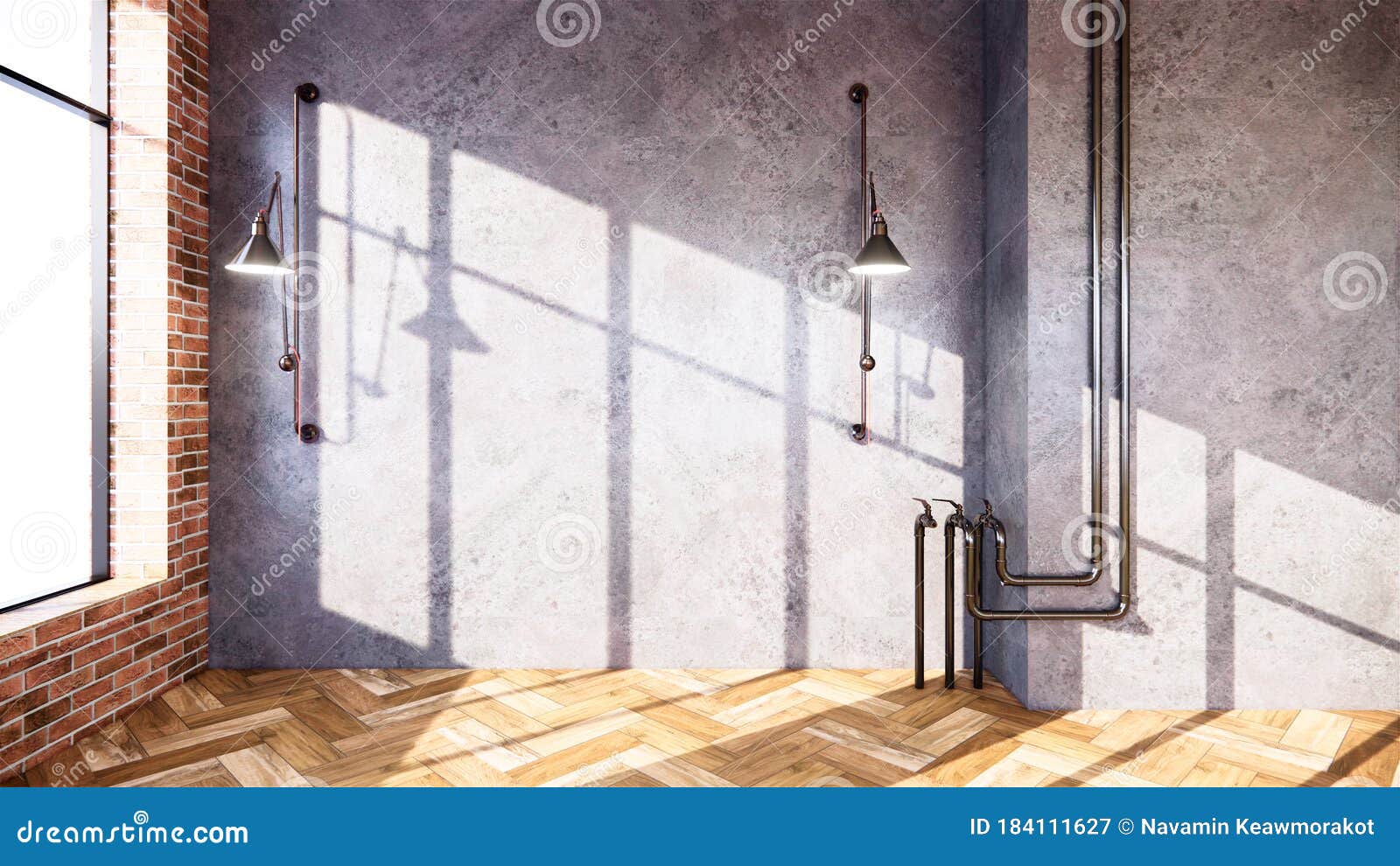 Business Room Empty Loft Style with White Brick and Concrete Wall ...
