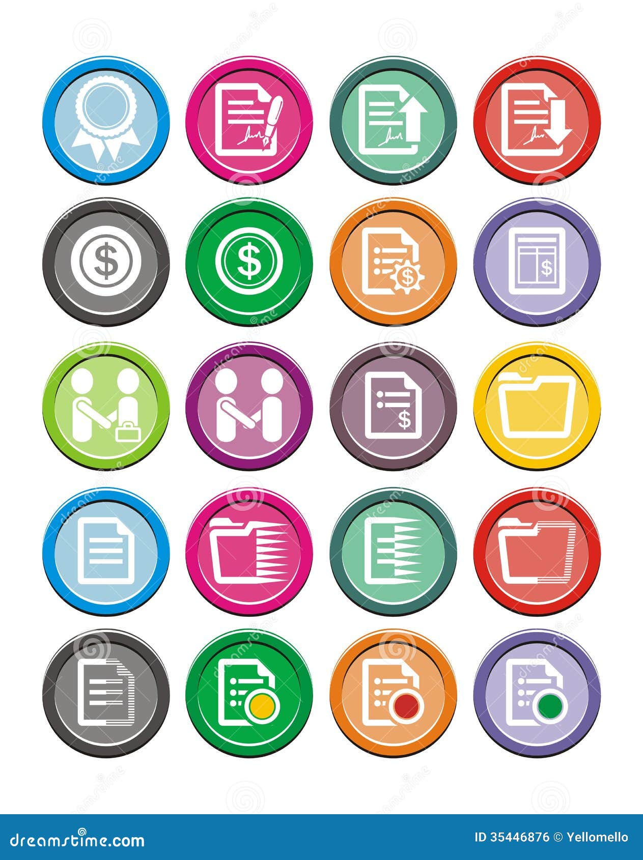 Business round icon sets stock vector. Illustration of invoice - 35446876