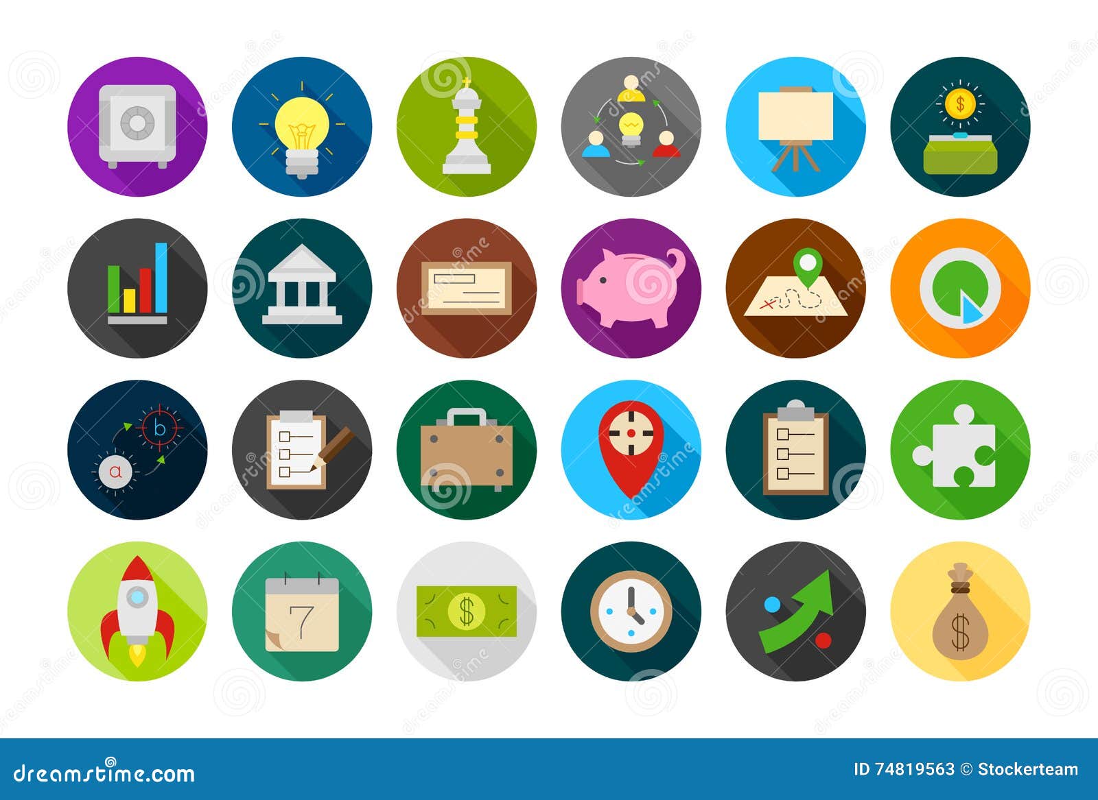 Business Round Strategy Vector Icons Set Stock Vector - Illustration of ...