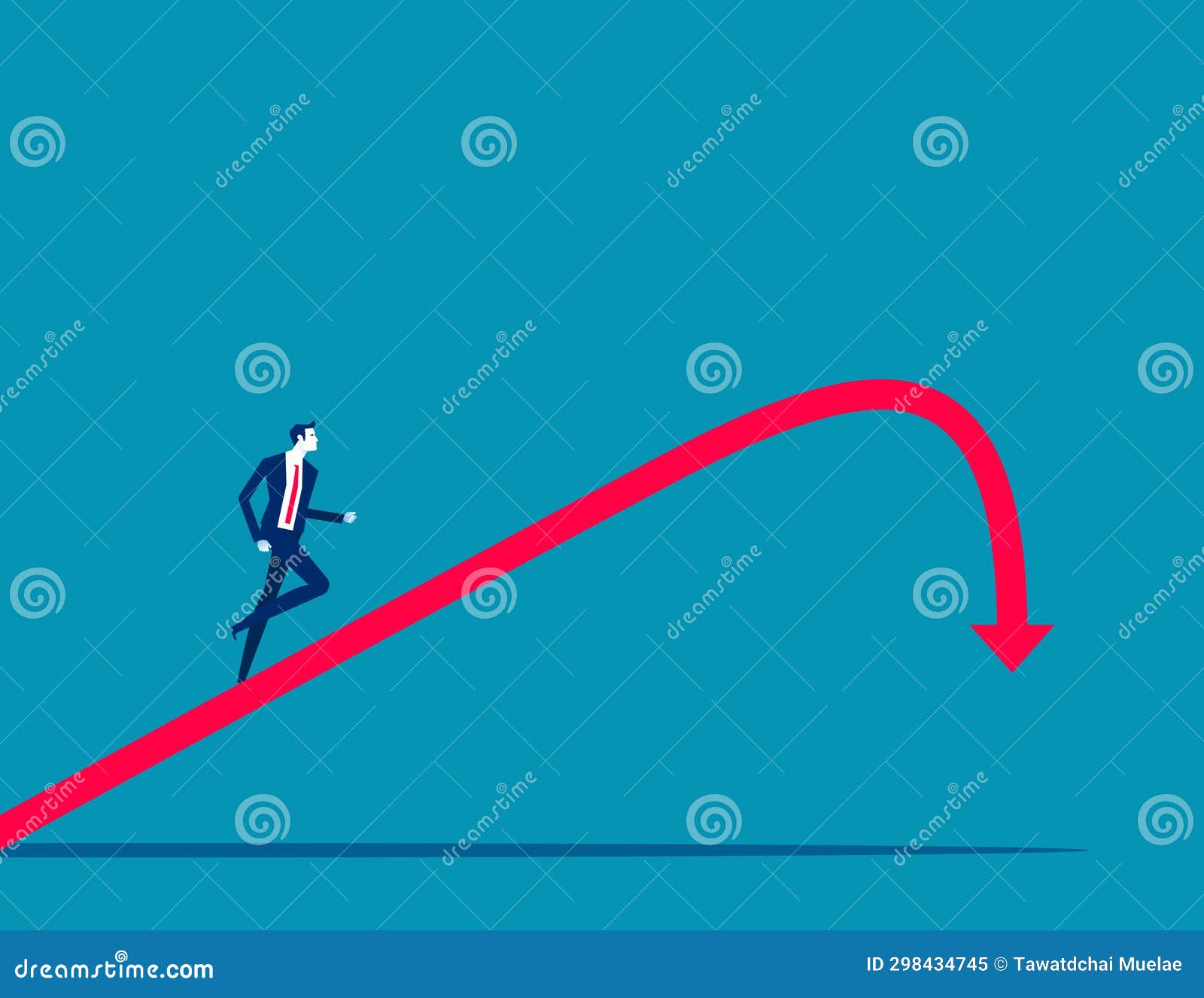 Business Run on Arrow Graph Falling. Business Crisis Vector Concept ...
