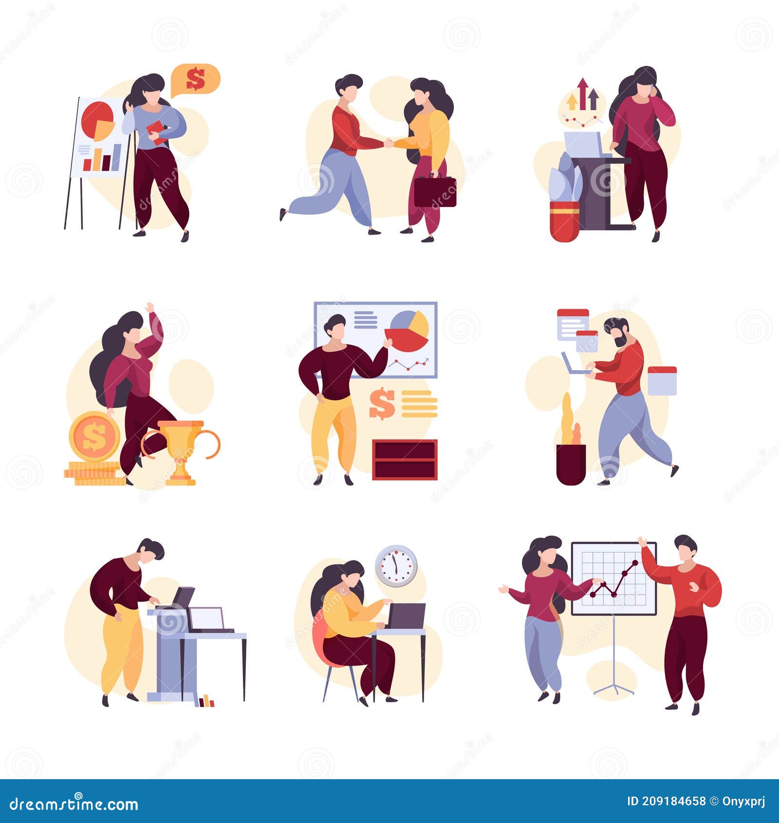 Business Scenes. Office Characters Managers Communication People ...