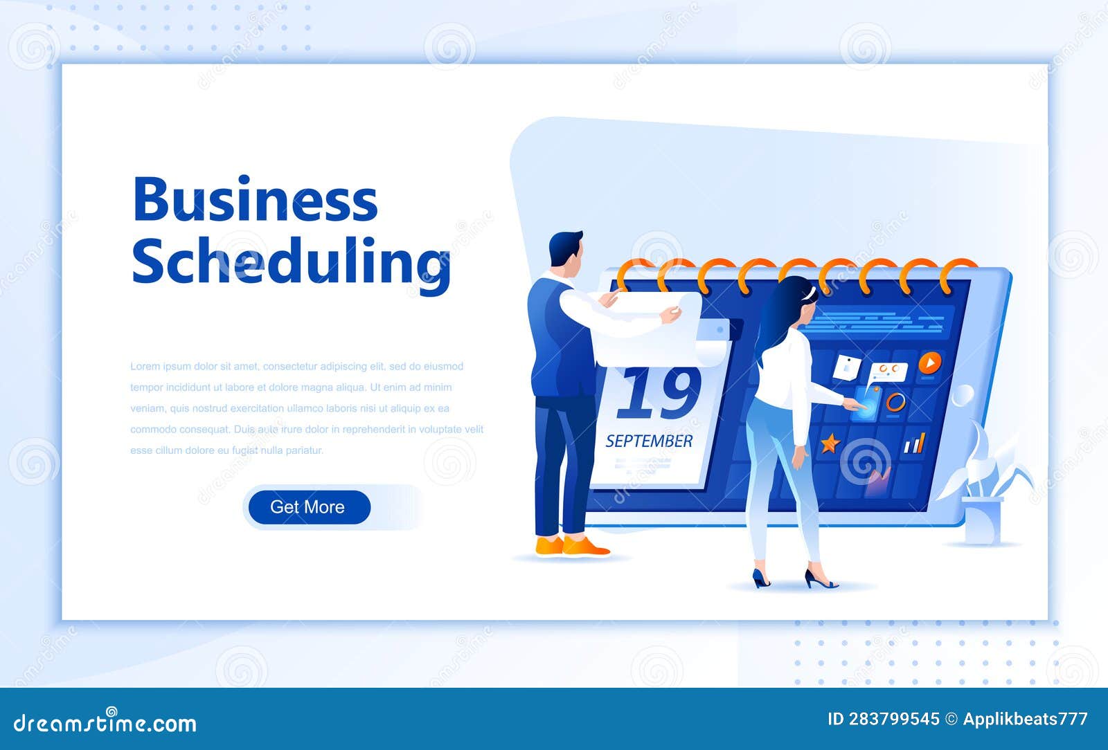 Business Schedule Flat Web Page Design Template of Homepage or Header ...