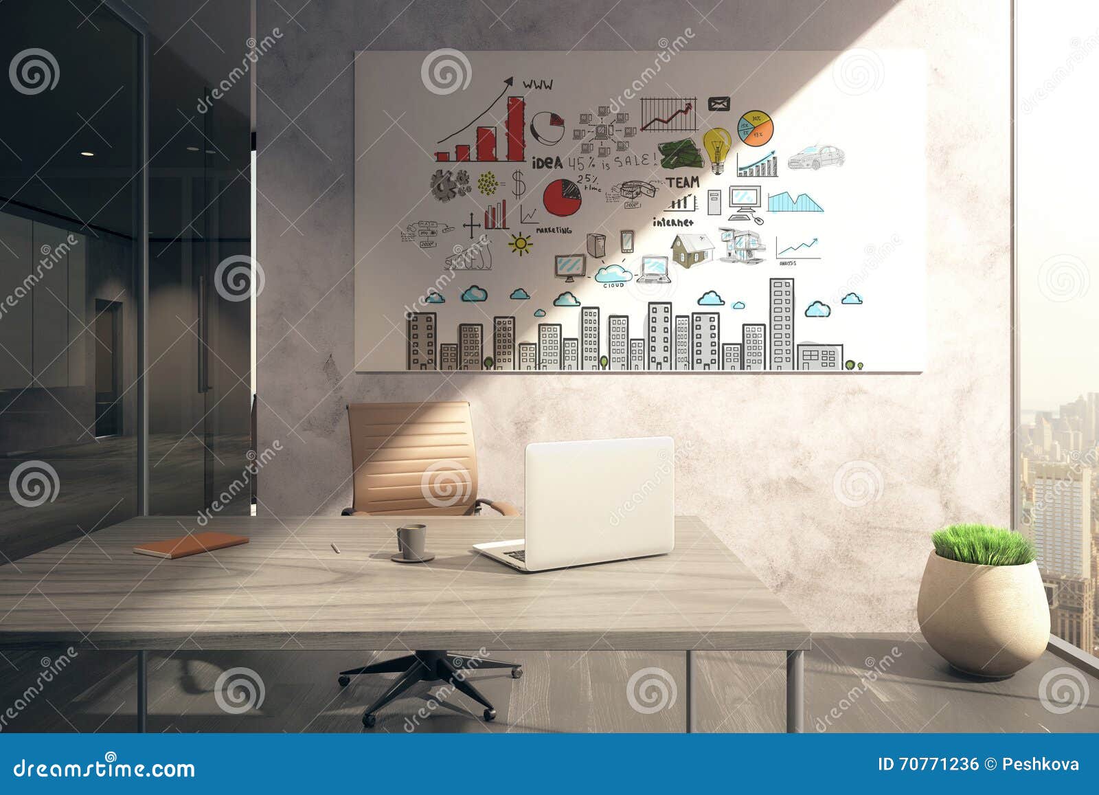 Business Scheme on Whiteboard Stock Illustration - Illustration of ...