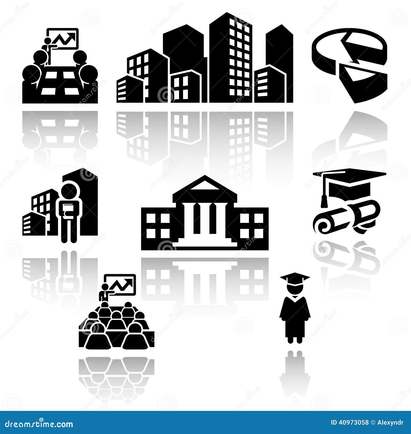 Business School Vector Icons Set . EPS10. Stock Vector - Illustration ...