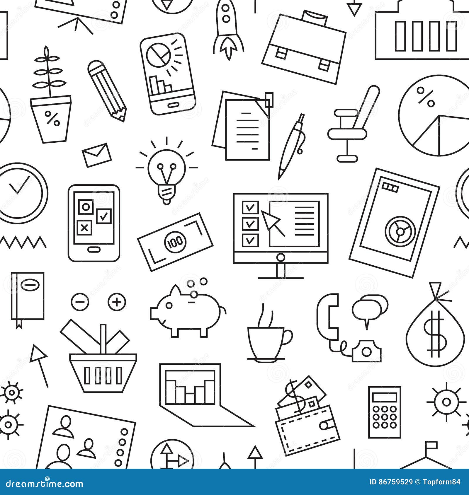 Business Seamless Background Stock Vector - Illustration of money, cash ...