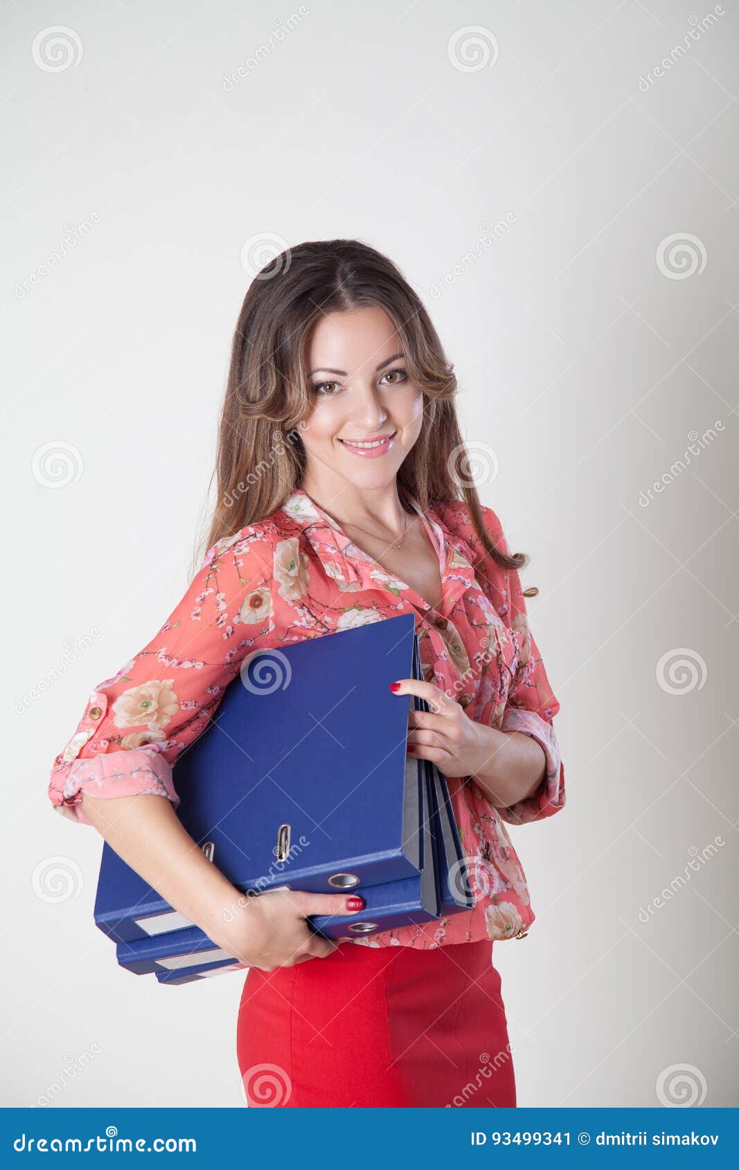 The Business Secretary in an Office with Folders Securities Documents ...