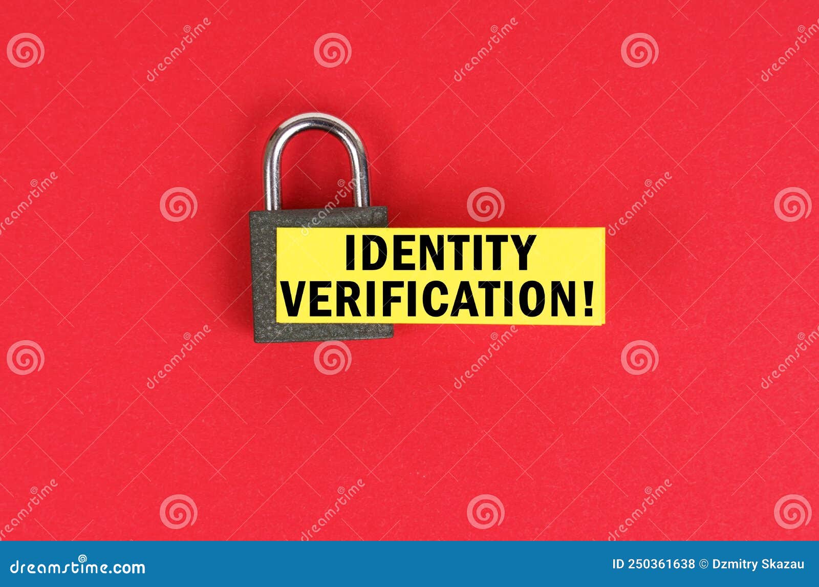 On the Red Surface There is a Lock with a Sticker with the Inscription ...