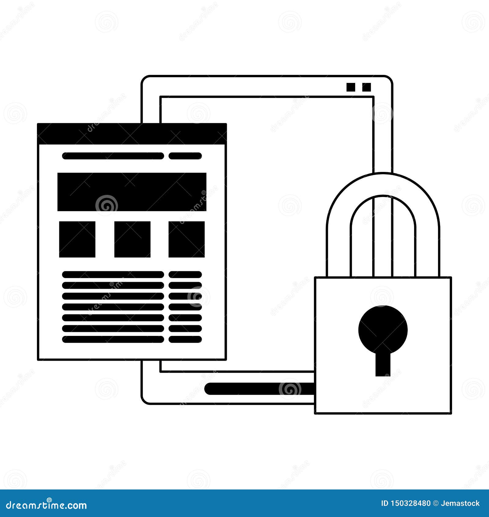 Business and Security System Symbols in Black and White Stock Vector ...