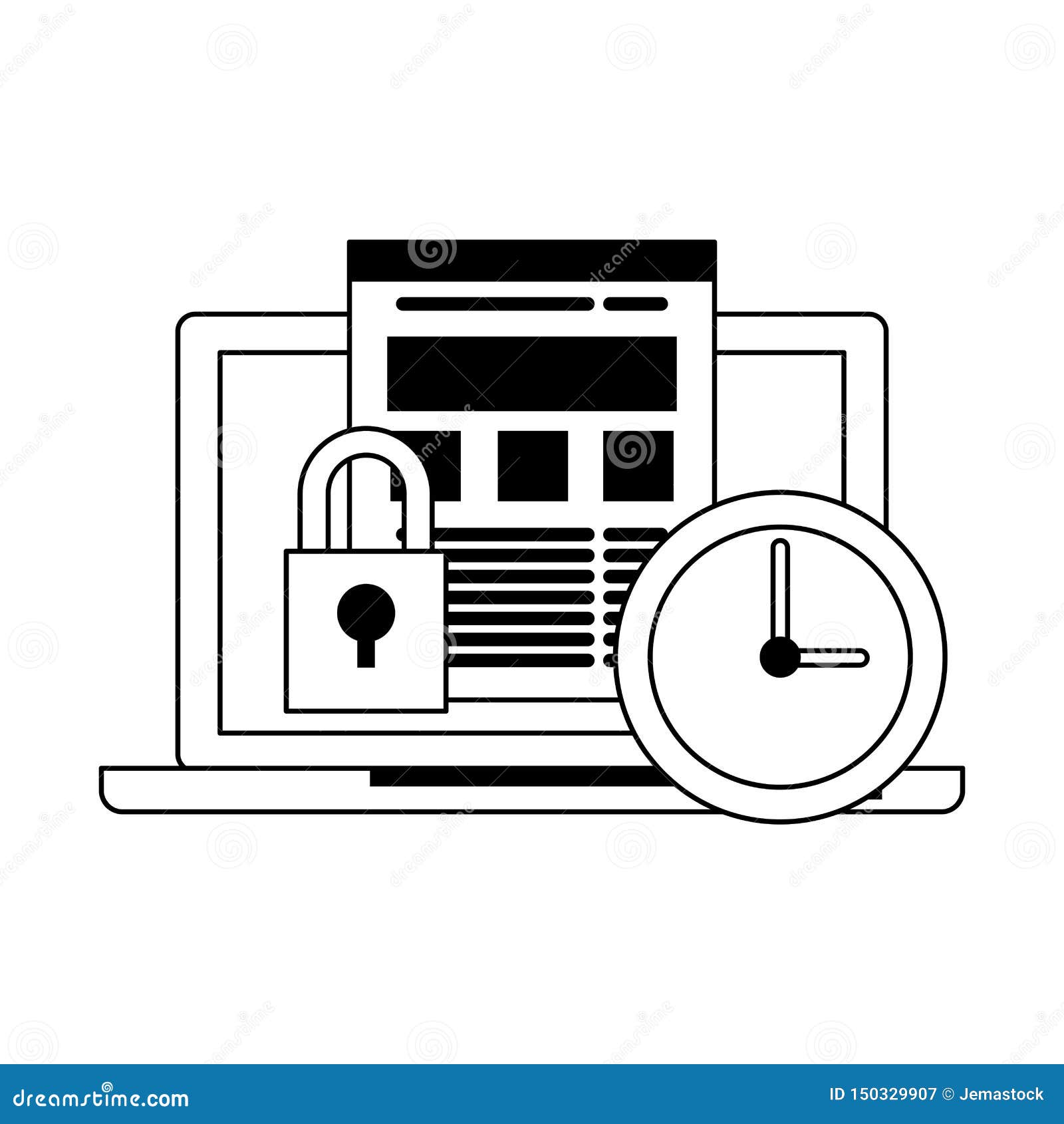 Business and Security System Symbols in Black and White Stock Vector ...