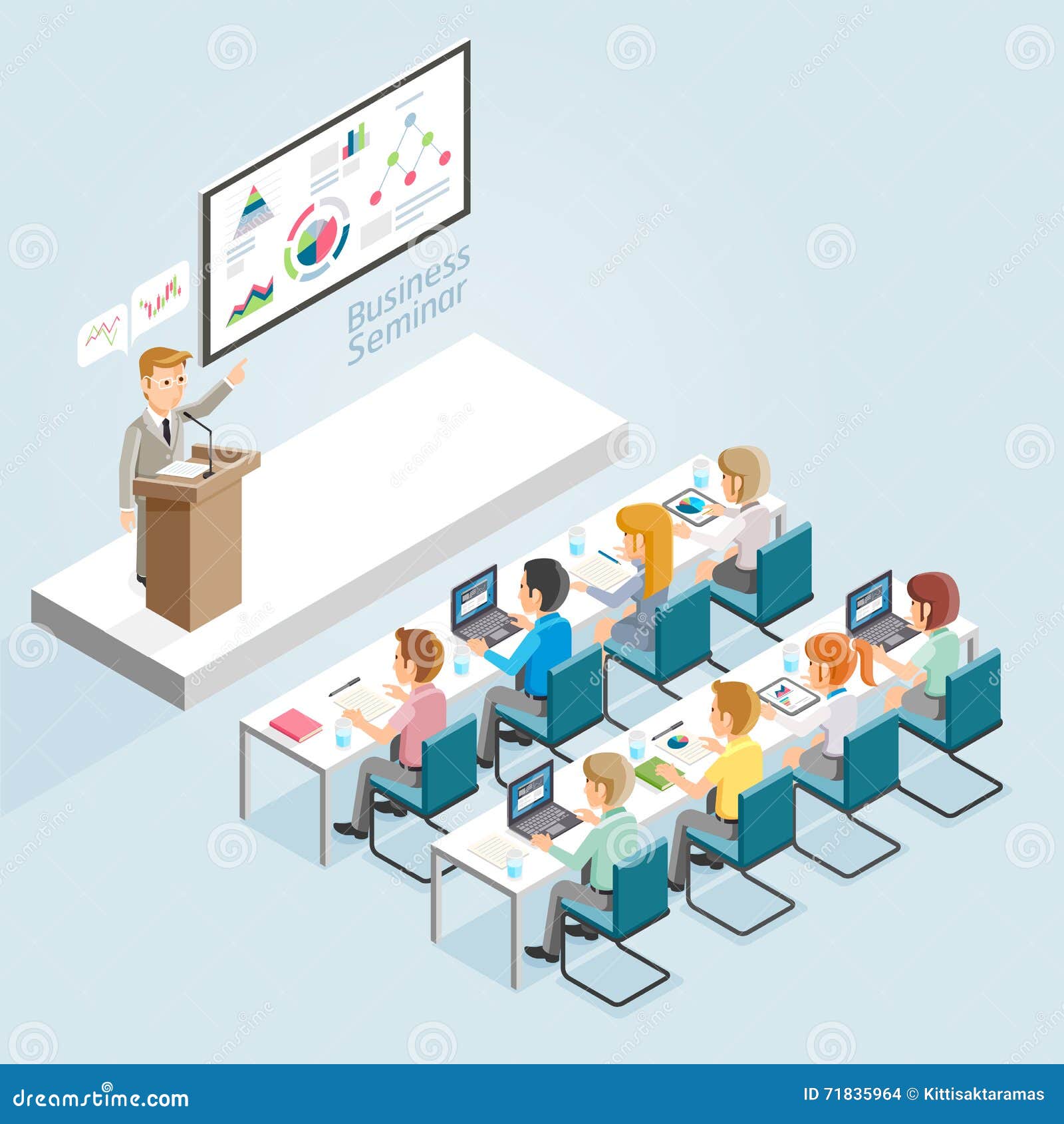 Business Seminar Isometric Flat Style. Stock Vector - Illustration of ...