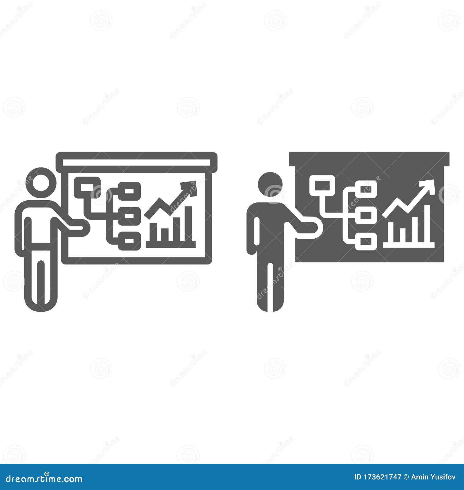 Business Seminar Line and Glyph Icon, Business and Training ...