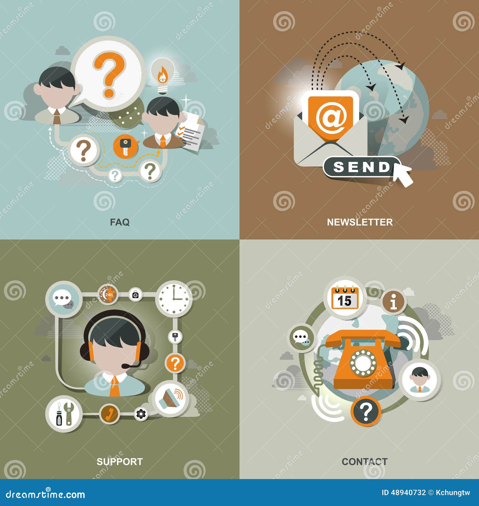 Business Service Concept in Flat Design Stock Vector - Illustration of ...