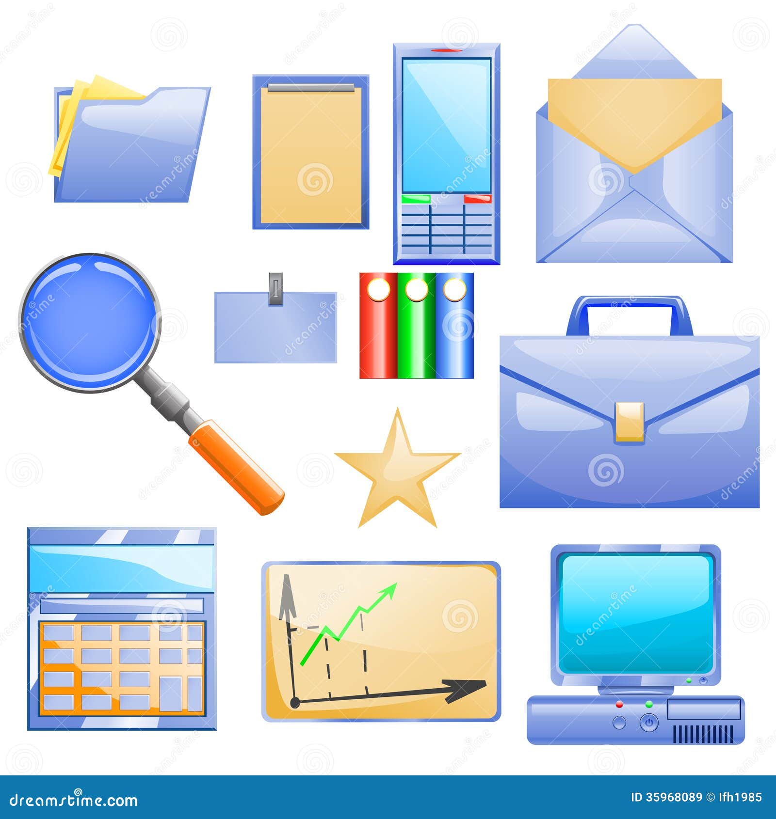 Business Set with Different Stuff for Work Stock Vector - Illustration ...
