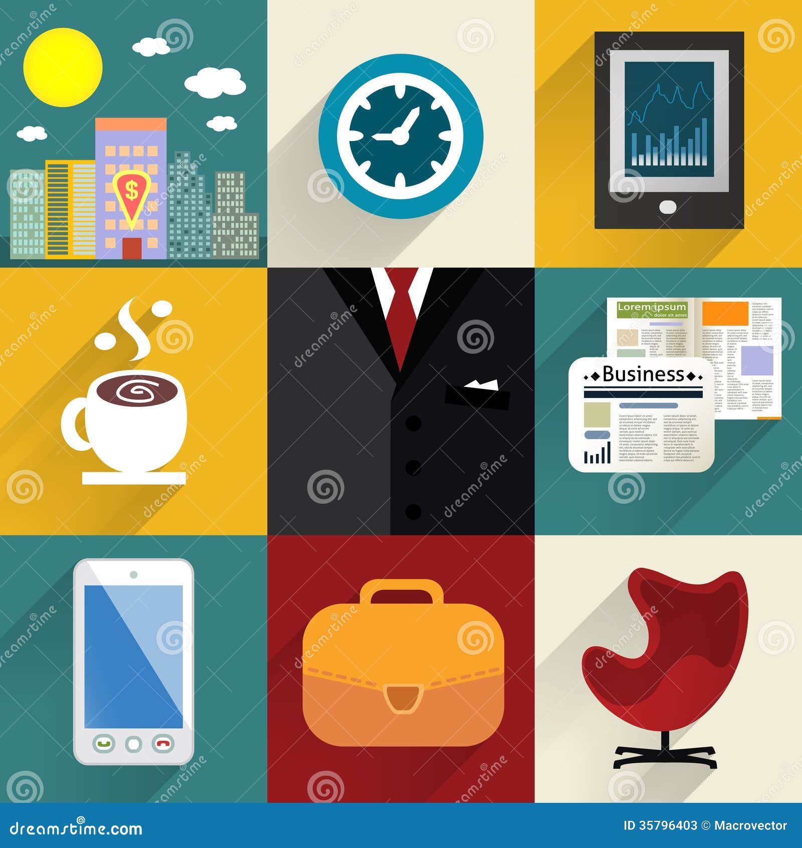Business Set of Generic Icons Stock Vector - Illustration of internet ...