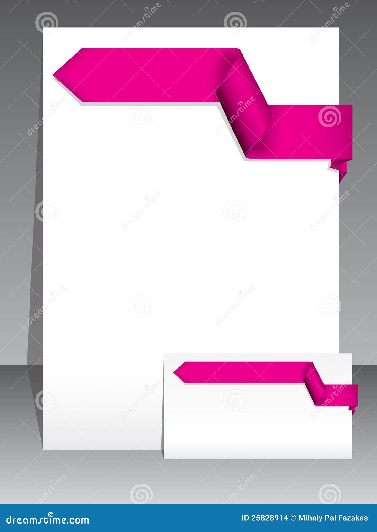Business Set with Pink Ribbon Design Stock Vector - Illustration of ...